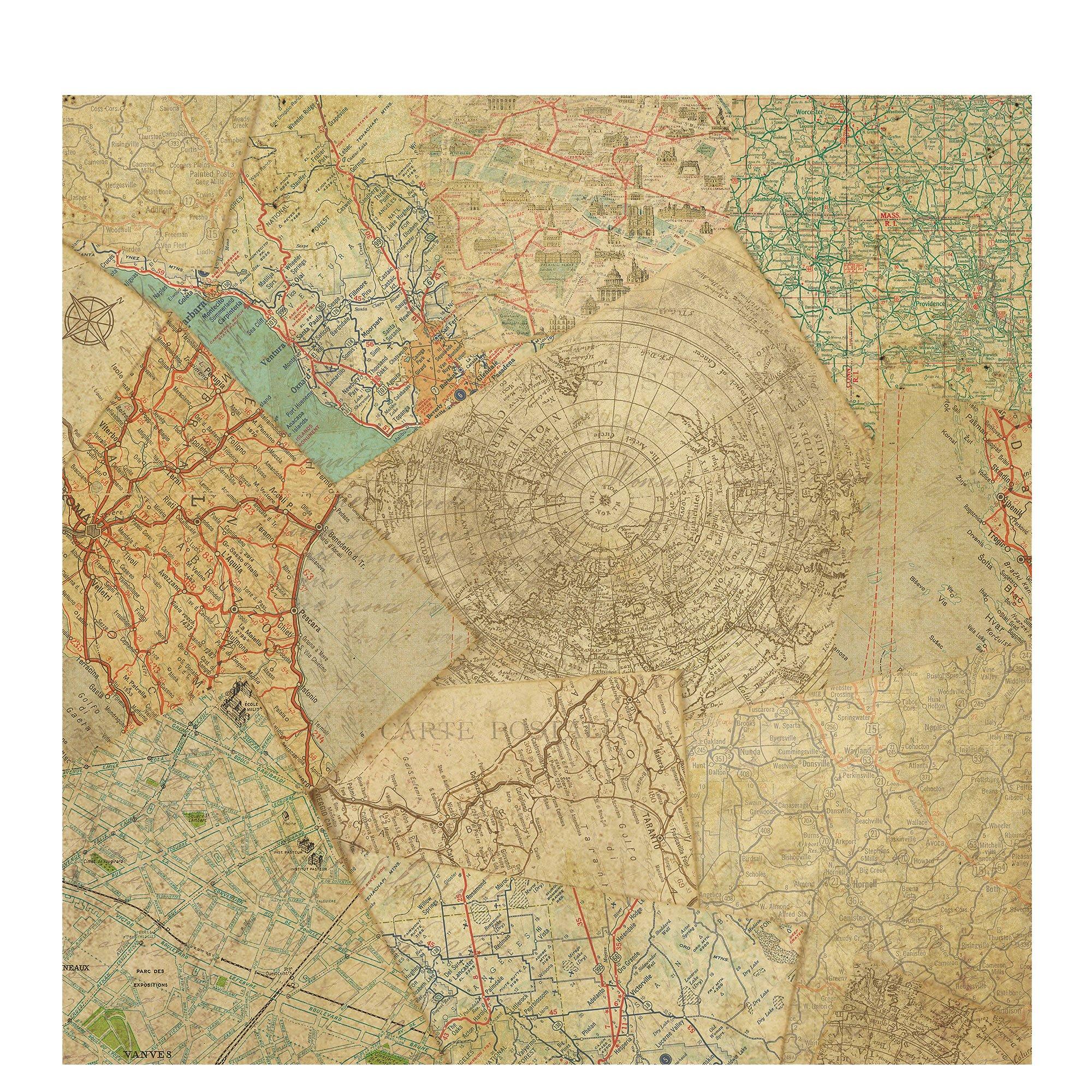 Map Collage Scrapbook Paper - 12" x 12" | Hobby Lobby | 554717
