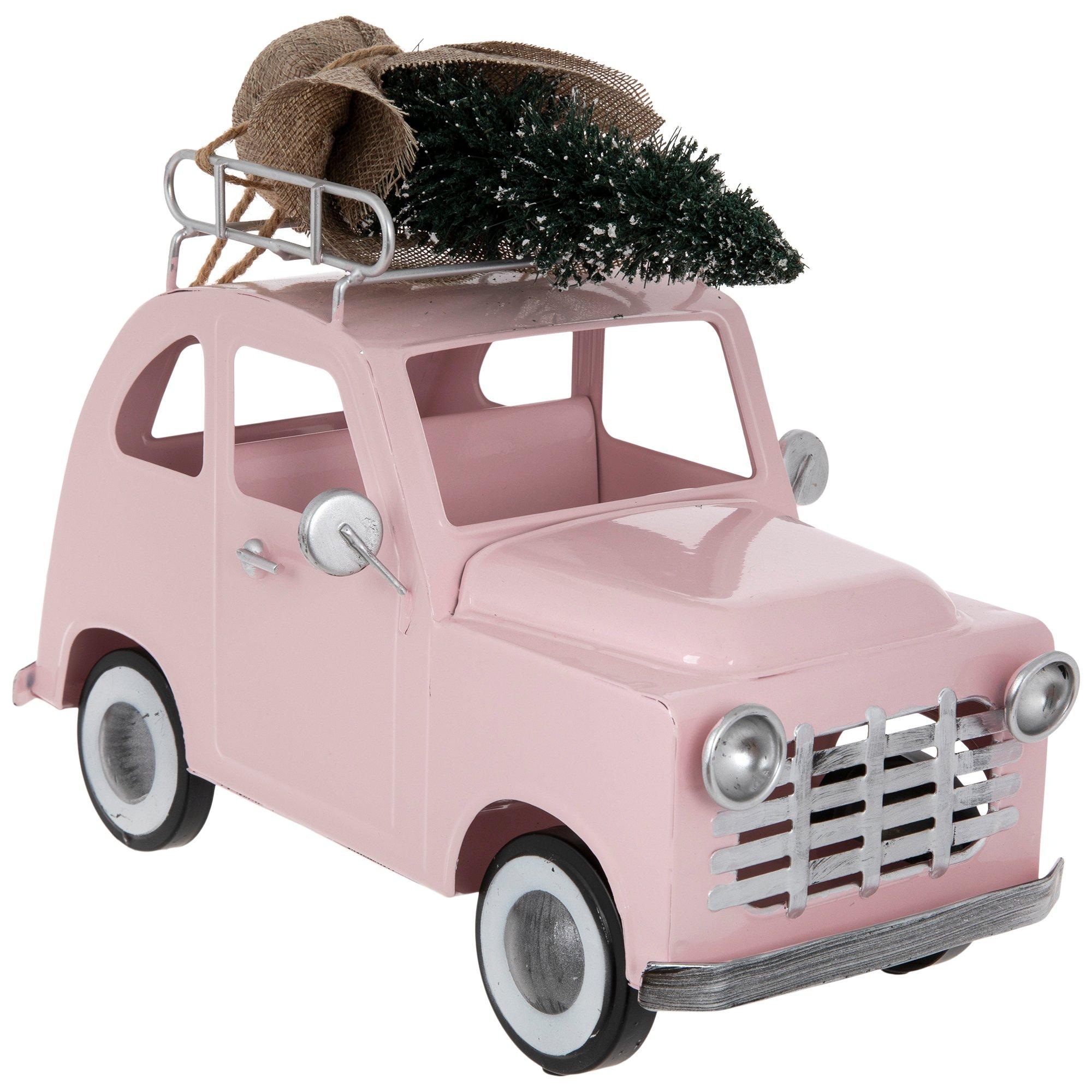 Pink Vintage Metal Car & Flocked Tree | Hobby Lobby | 5598503