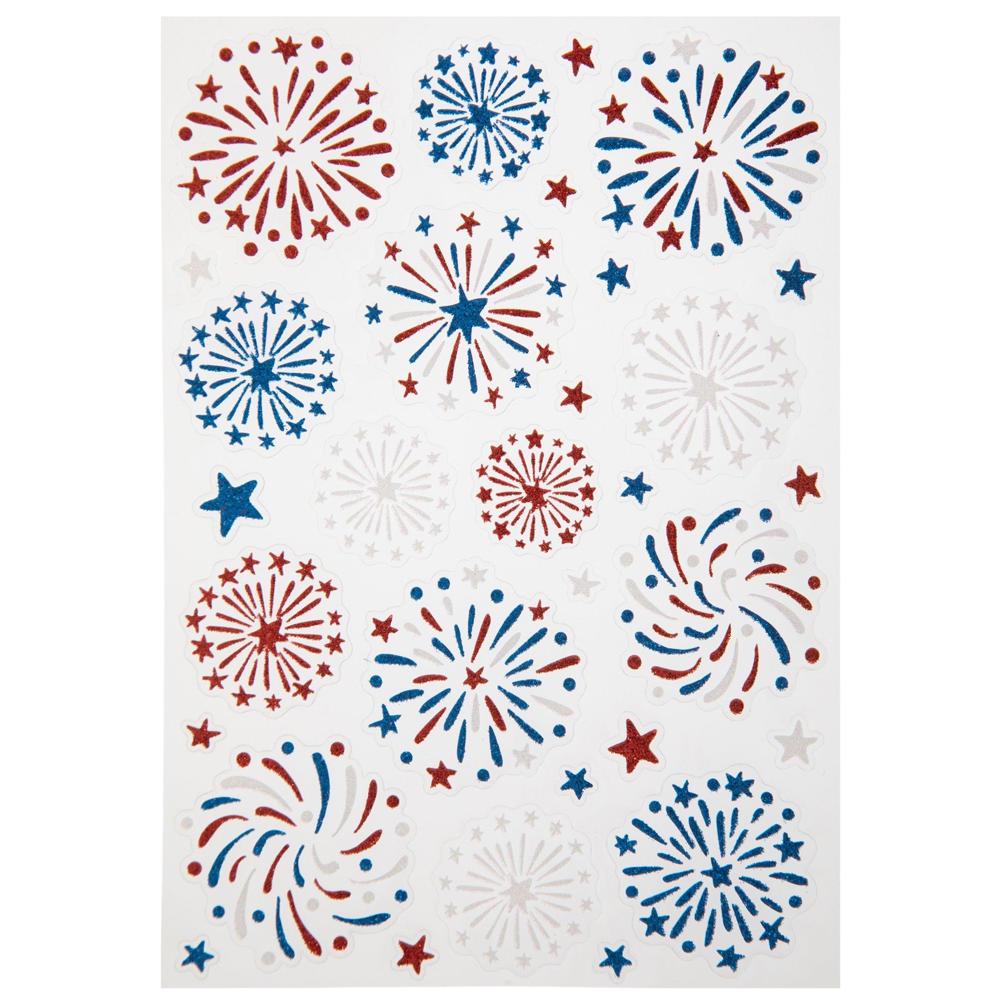 Red, White & Blue Fireworks Glitter Stickers | Hobby Lobby | 5684469