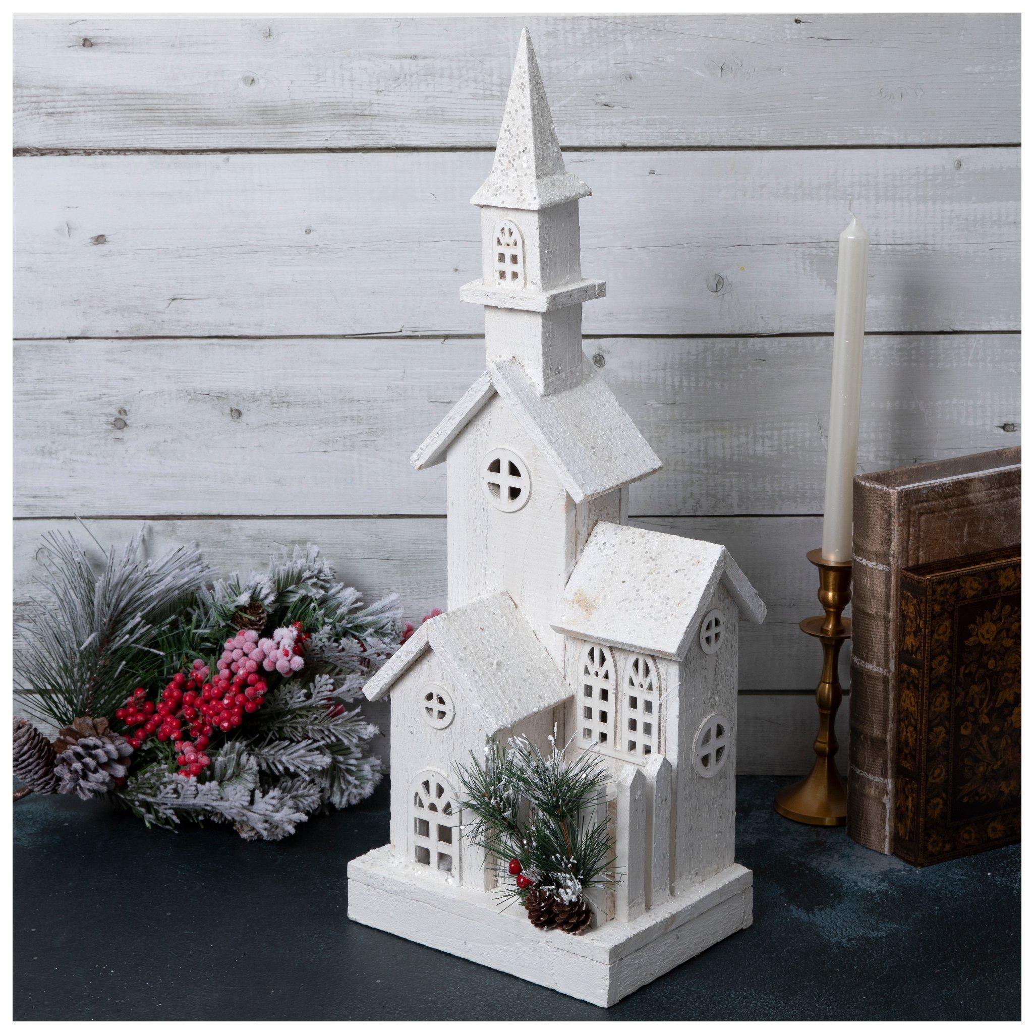 White Glitter Wood Church | Hobby Lobby | 5698816