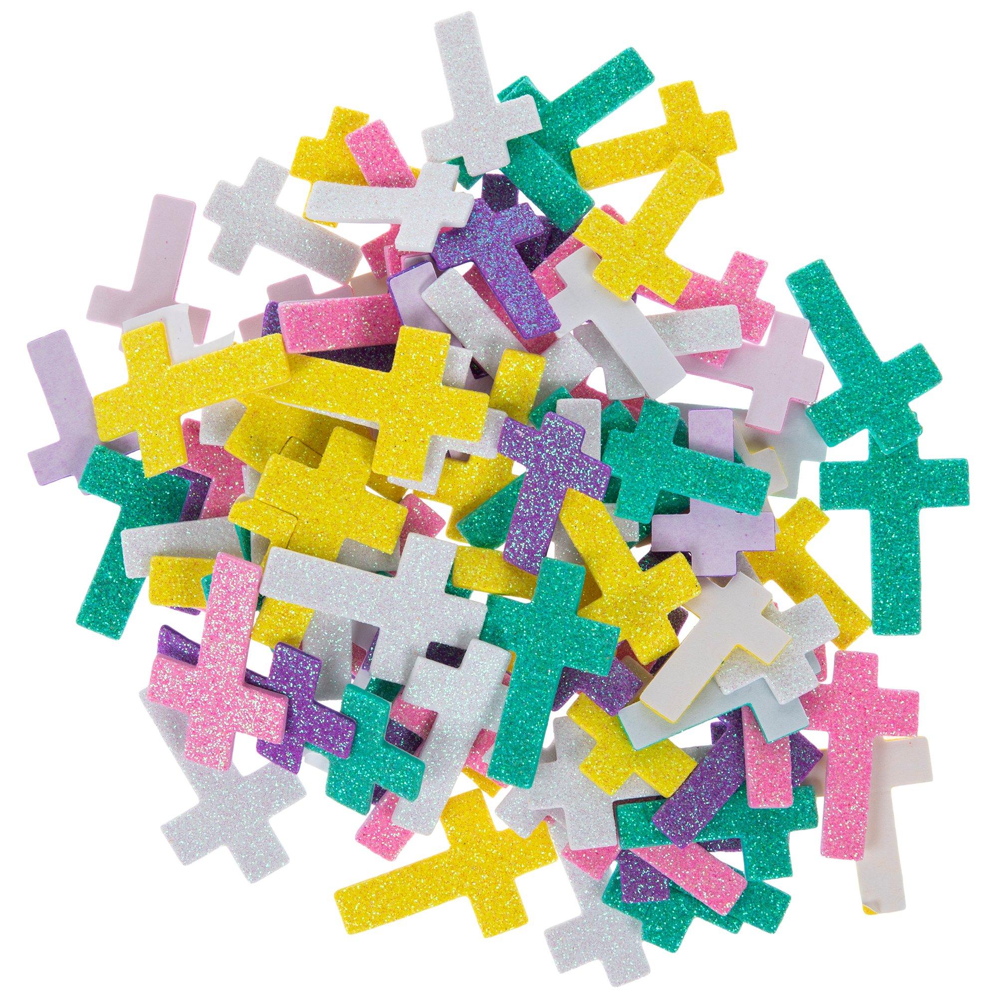 Pastel Glitter Cross Foam Stickers | Hobby Lobby | 572792