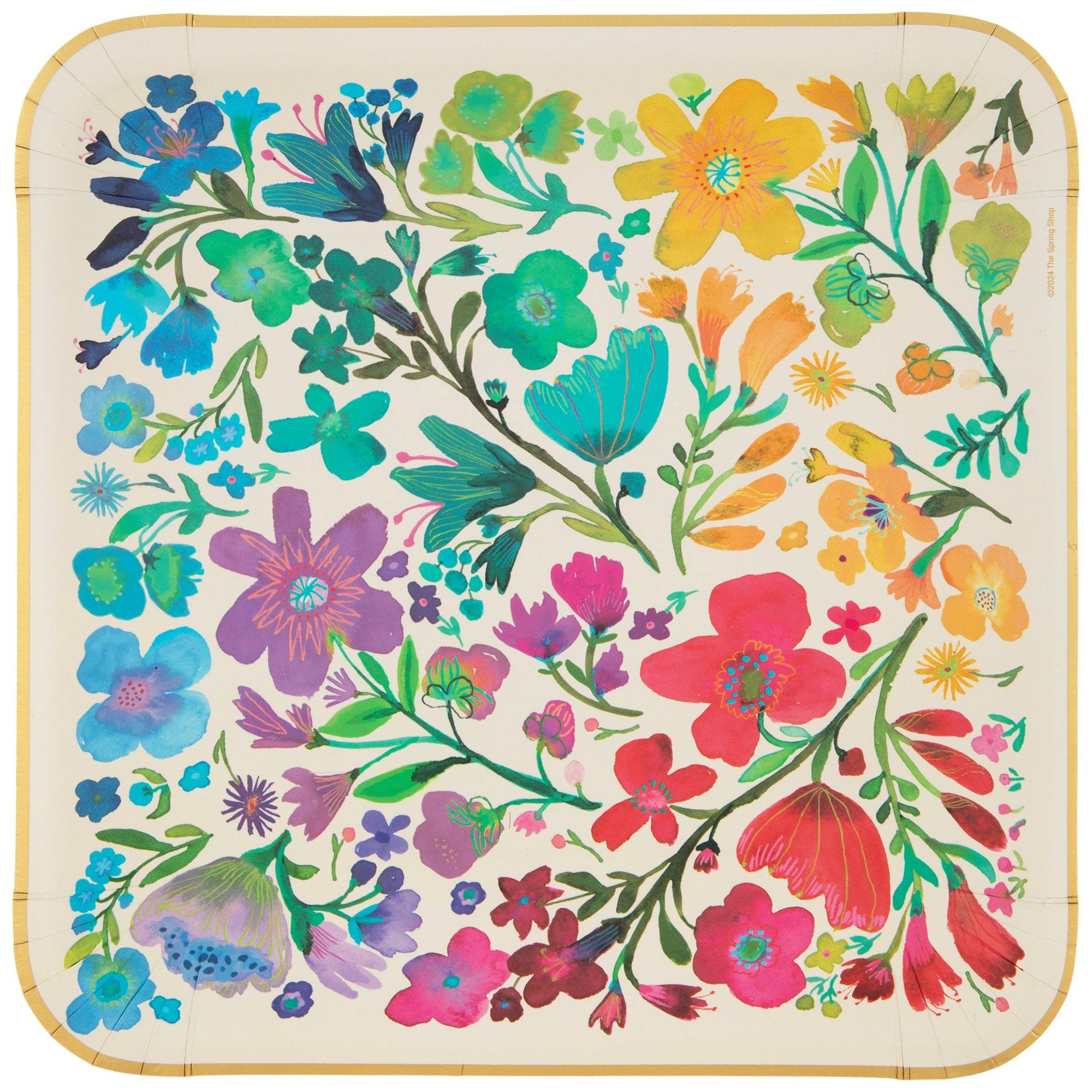 Watercolor Floral Square Paper Plates - Large | Hobby Lobby | 5786066