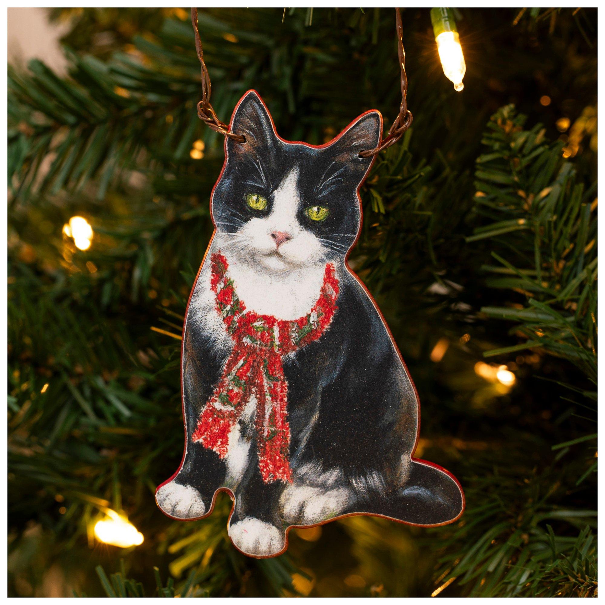Black & White Cat With Scarf Ornament | Hobby Lobby | 5949409