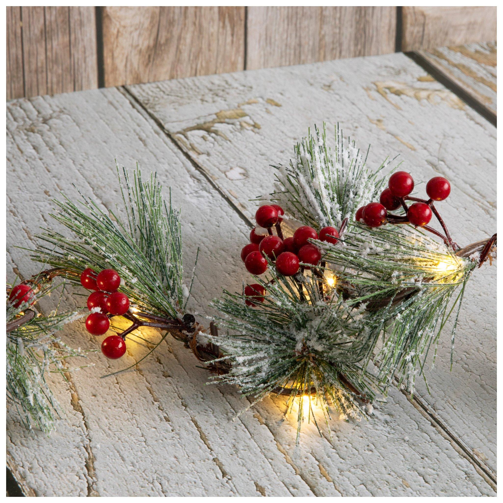 Flocked Pine & Berry Lights | Hobby Lobby | 5961347