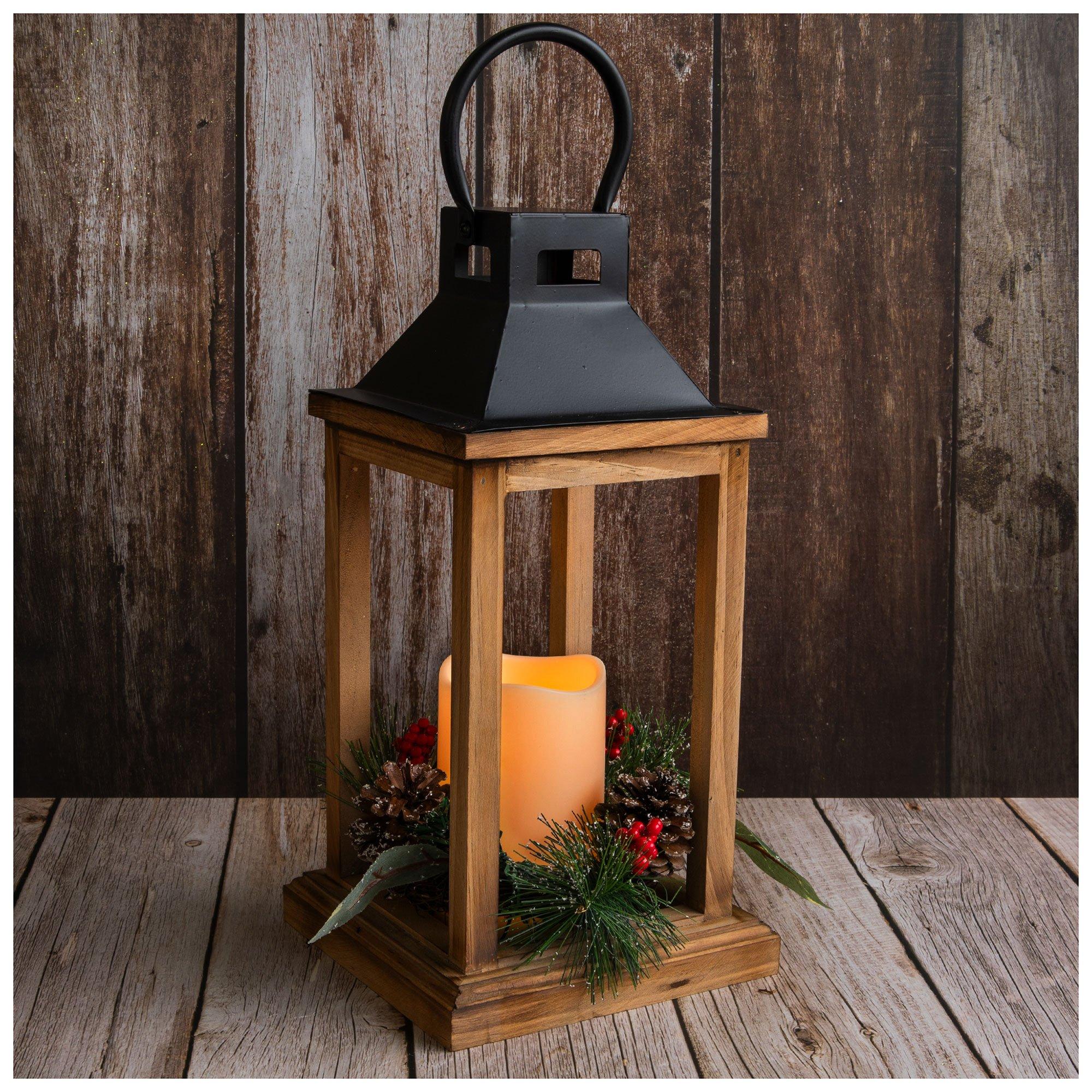 Leaves & Pinecones Light Up Wood Lantern | Hobby Lobby | 5962469