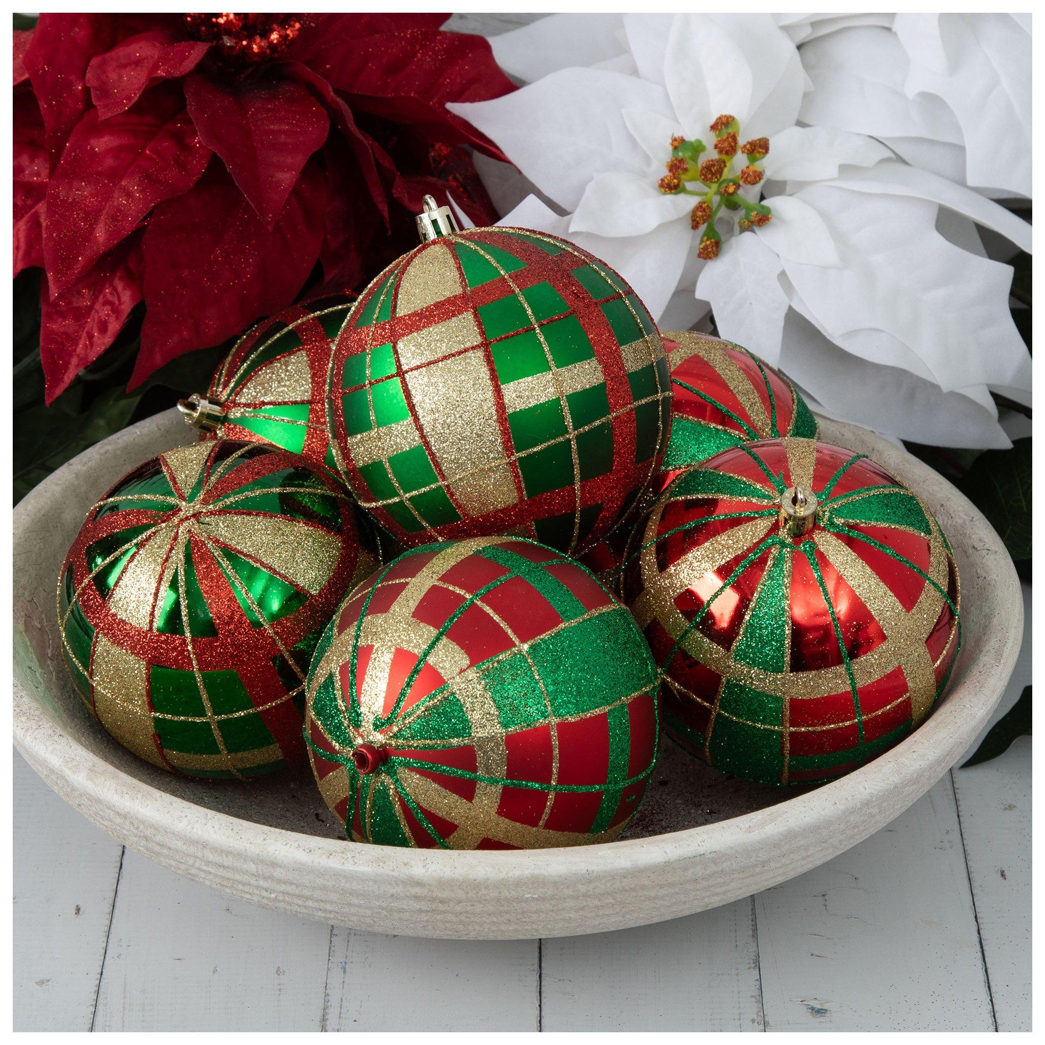 Glitter Plaid Ball Ornament Set | Hobby Lobby | 6052468