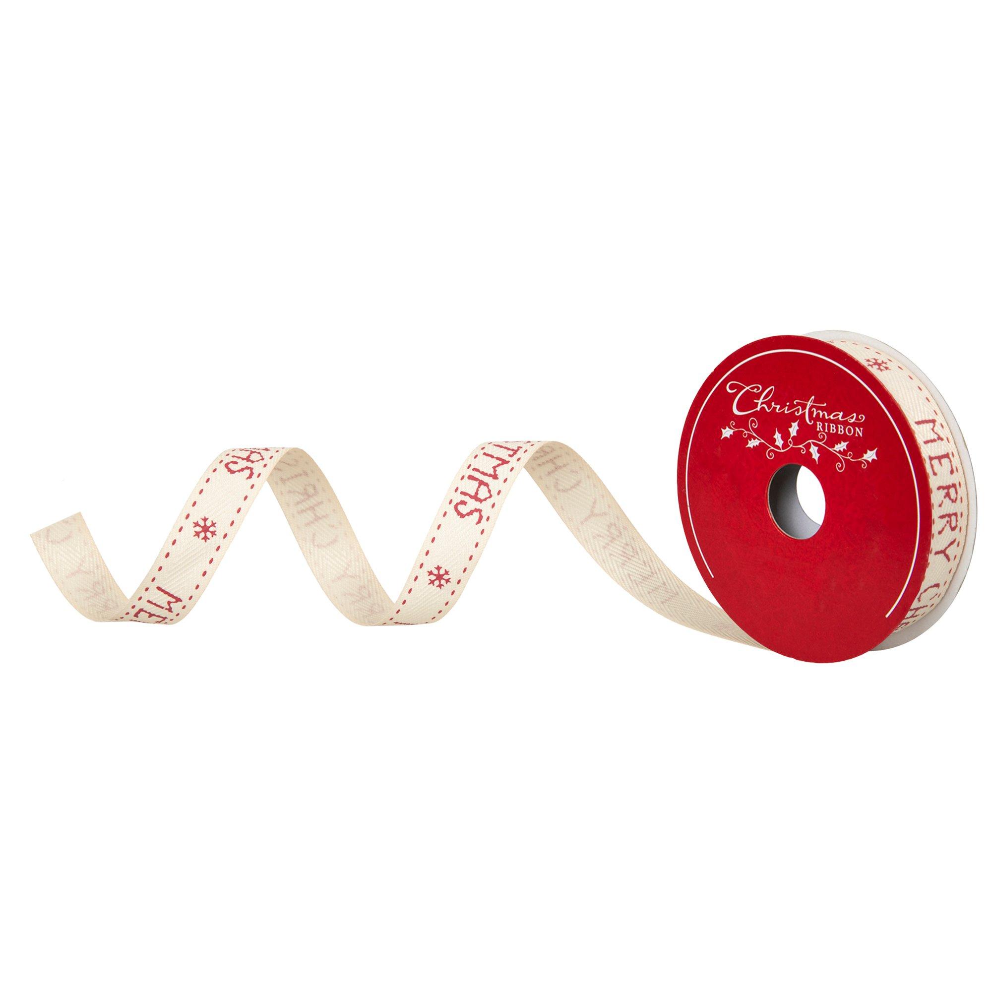 Embroidered Merry Christmas Twill Ribbon - 5/8" | Hobby Lobby | 606346258
