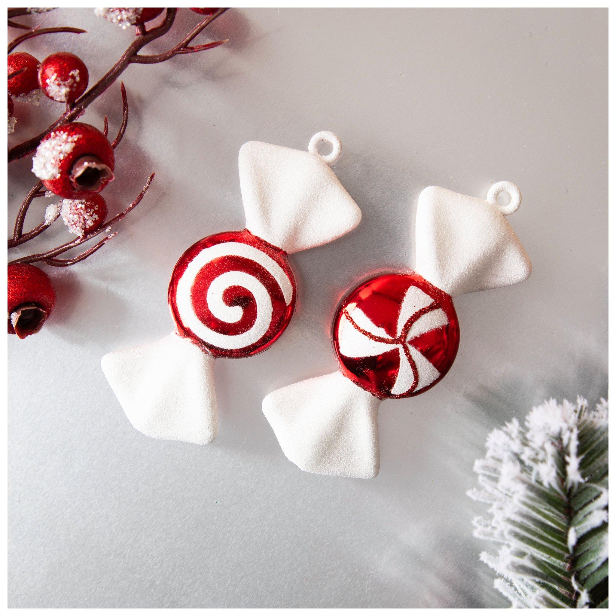 Glitter Peppermint Swirl Candy Ornaments | Hobby Lobby | 6070551