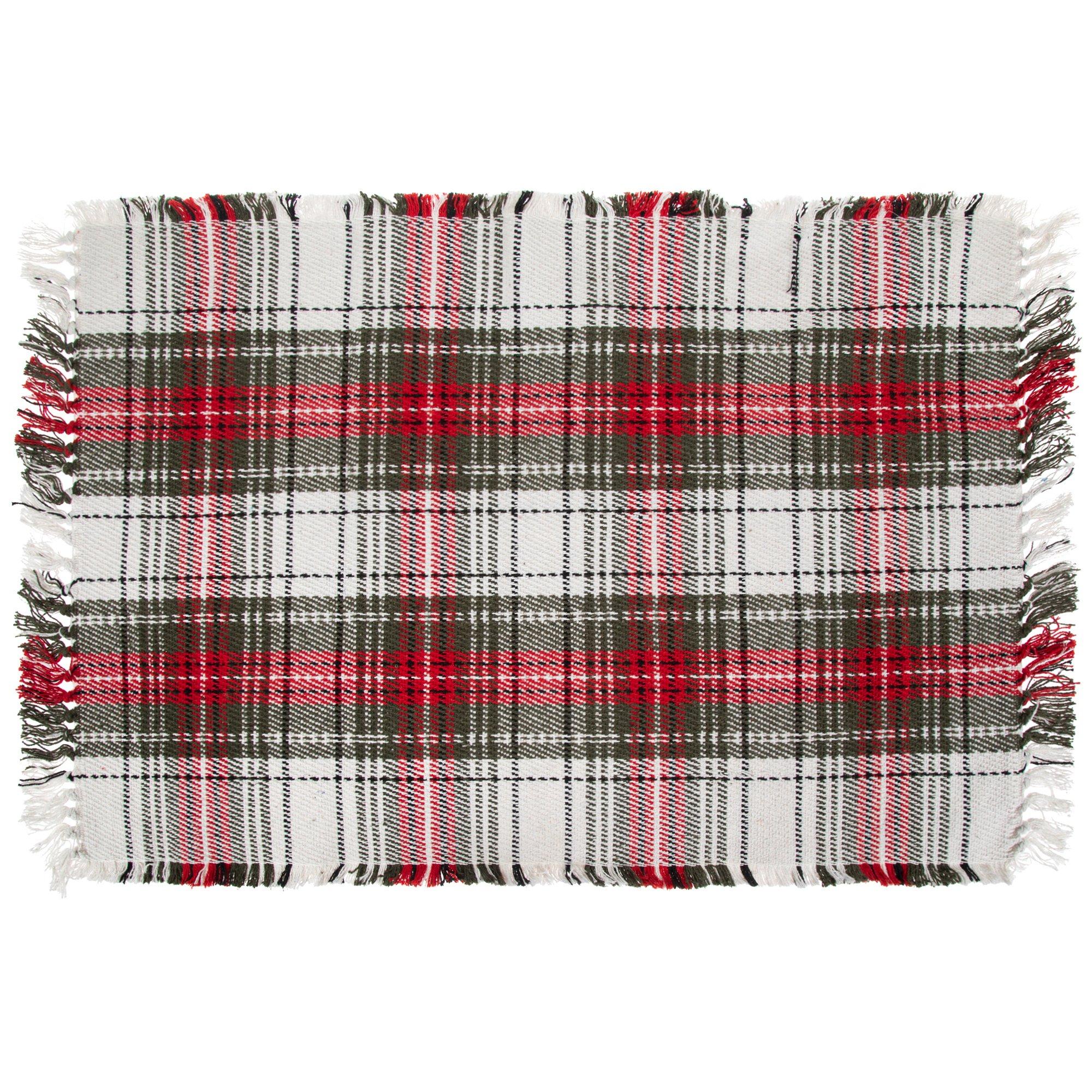 Red, White & Green Plaid Fringe Rug | Hobby Lobby | 6072003