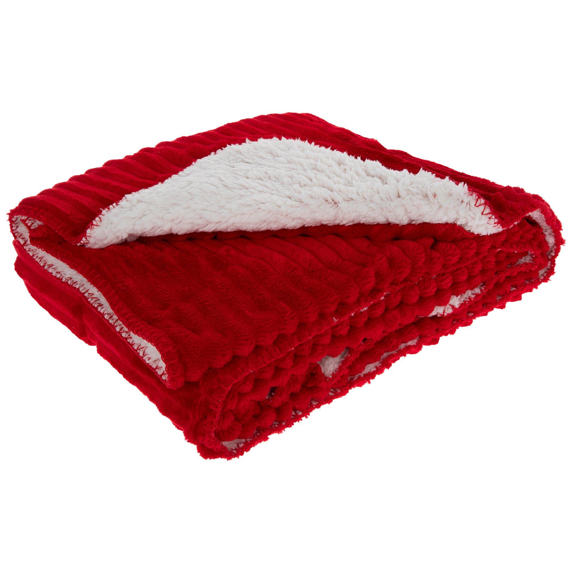 Red Ribbed Sherpa Throw Blanket | Hobby Lobby | 6163190
