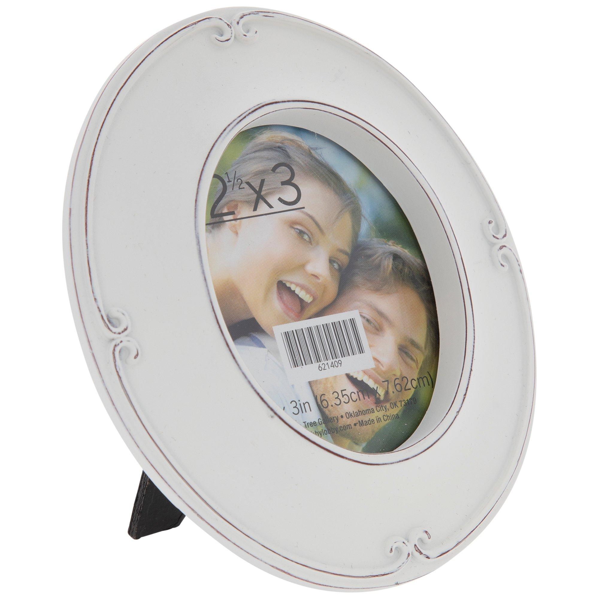 White Round Beveled Picture Frame - 2 1/2" x 3" | Hobby Lobby | 621409