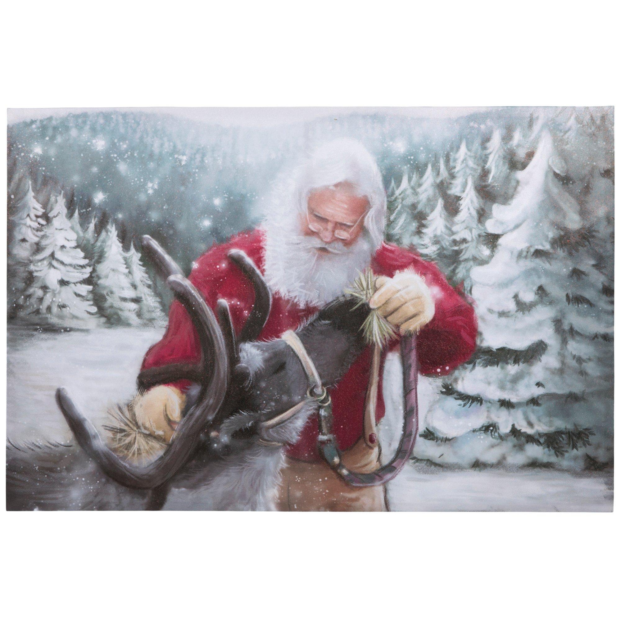 Santa Feeding Reindeer Canvas Wall Decor | Hobby Lobby | 6269534