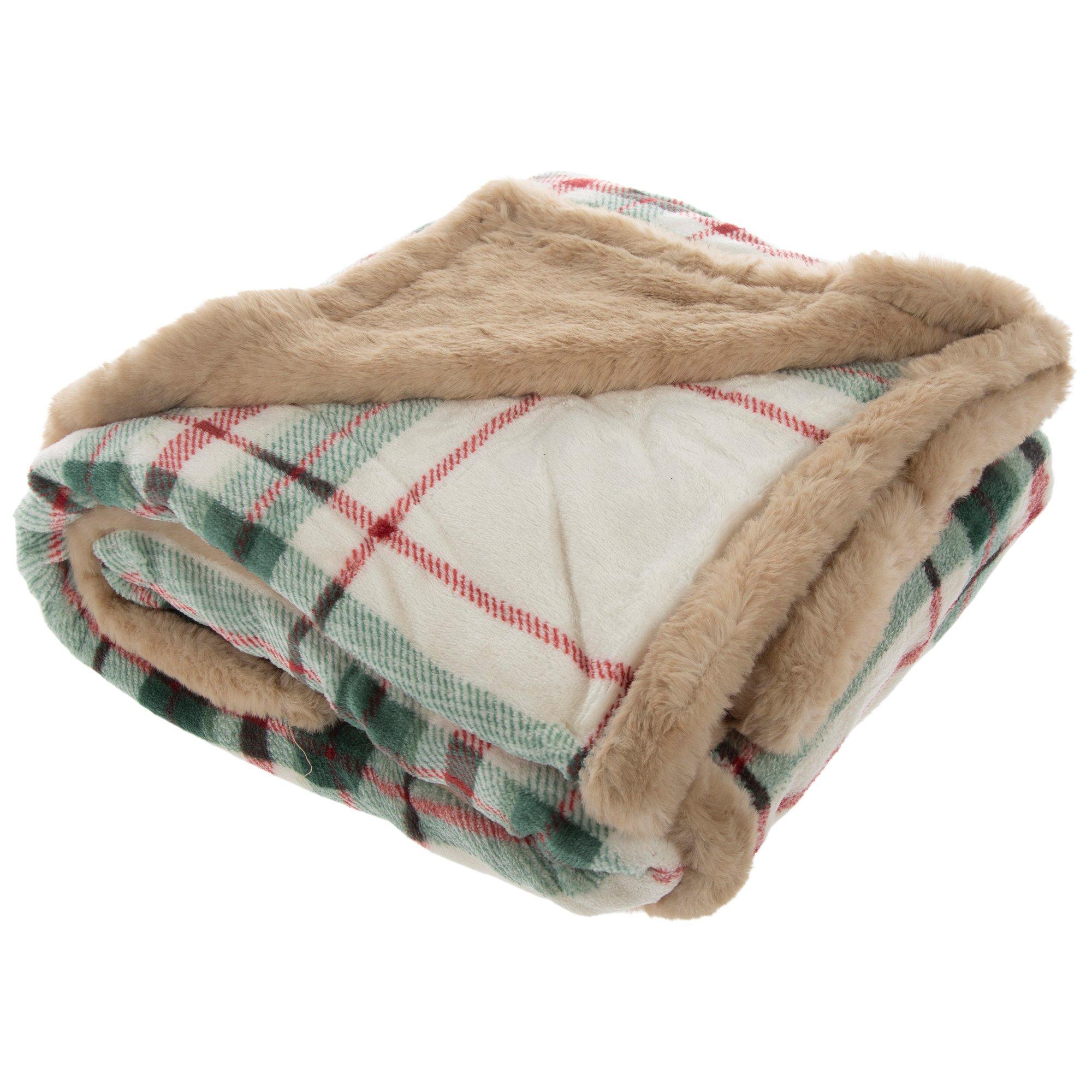 Plaid Faux Fur Throw Blanket | Hobby Lobby | 6271407