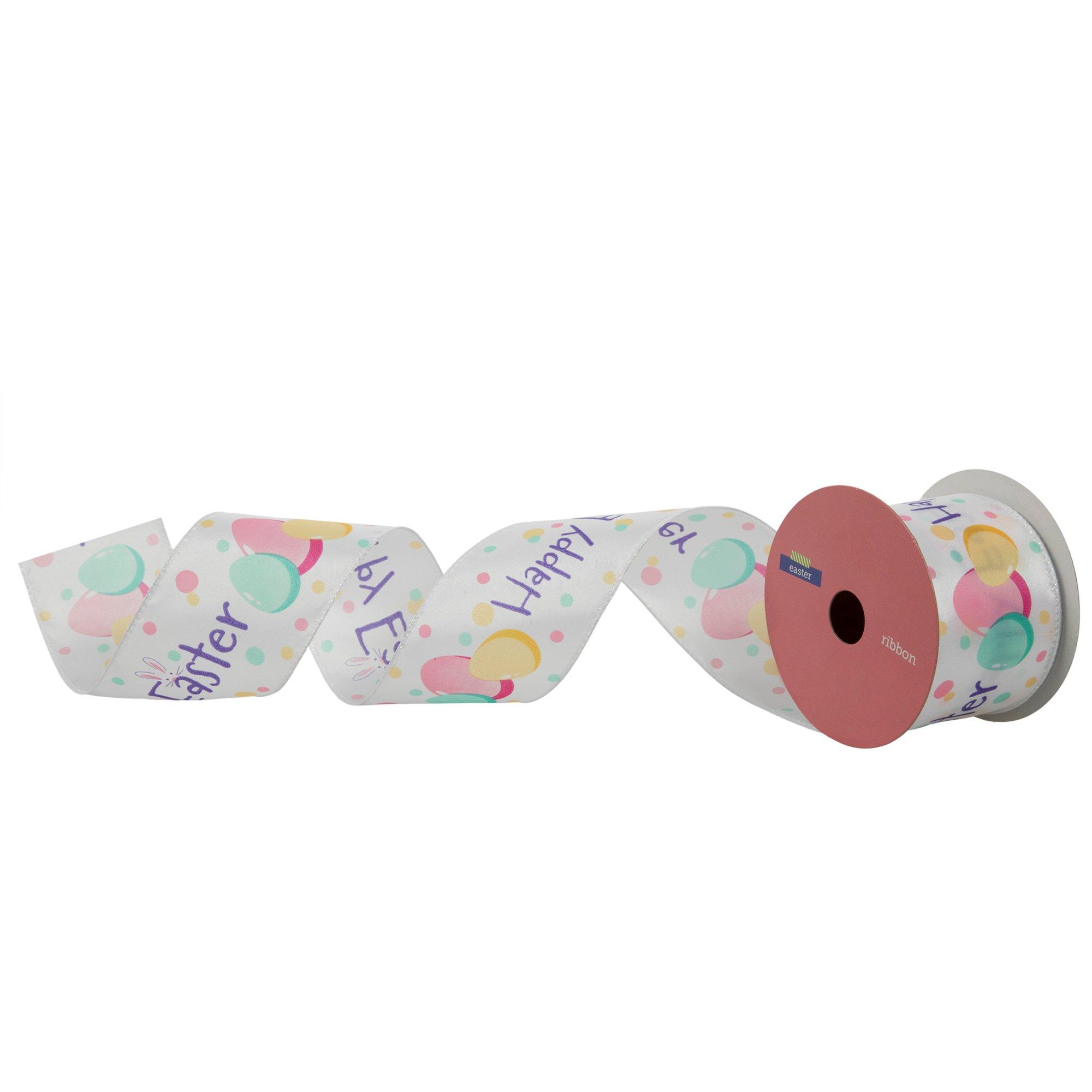 White & Pastel Happy Easter Wired Edge Ribbon - 2 1/2" | Hobby Lobby ...