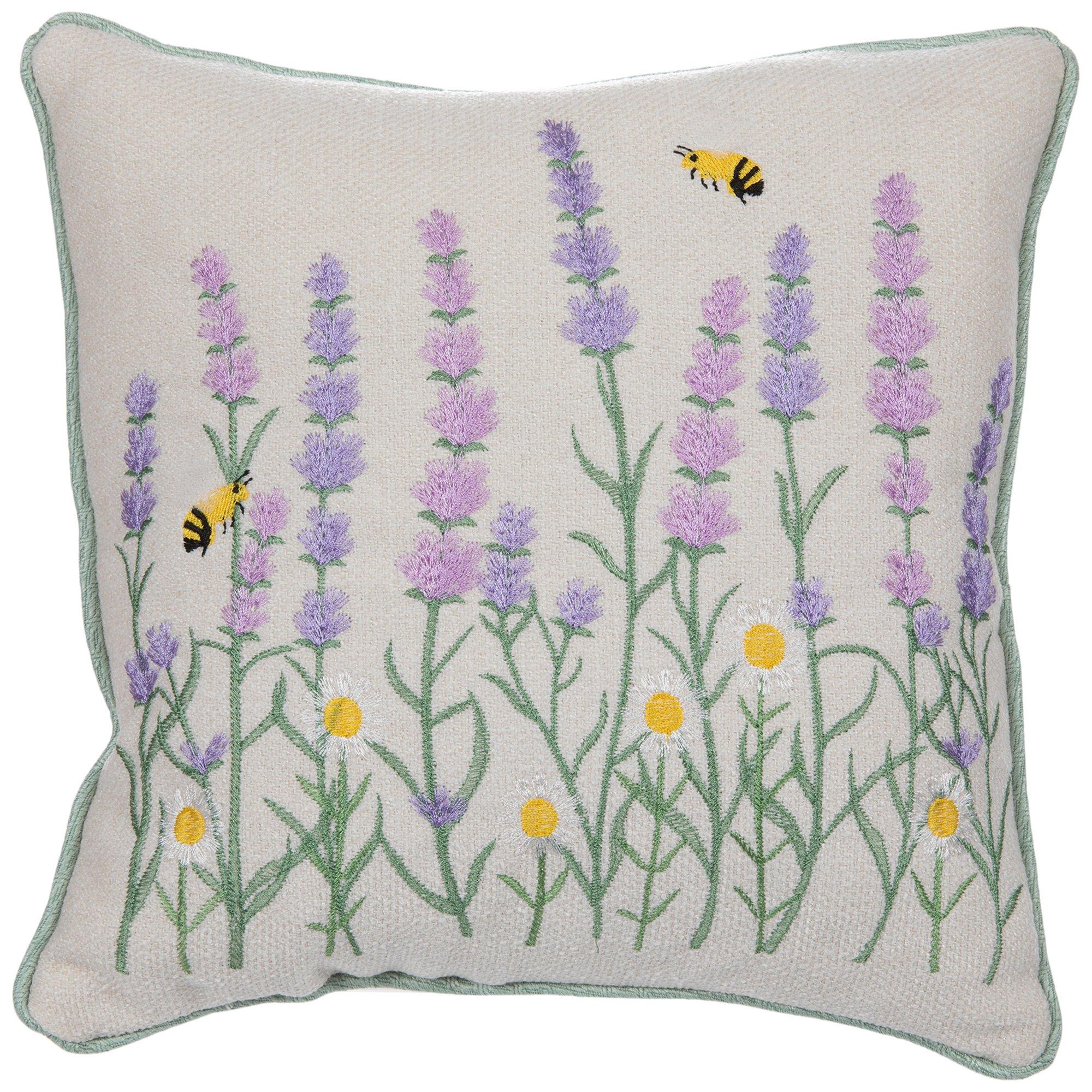 Bees & Lavender Embroidered Pillow | Hobby Lobby | 6278071