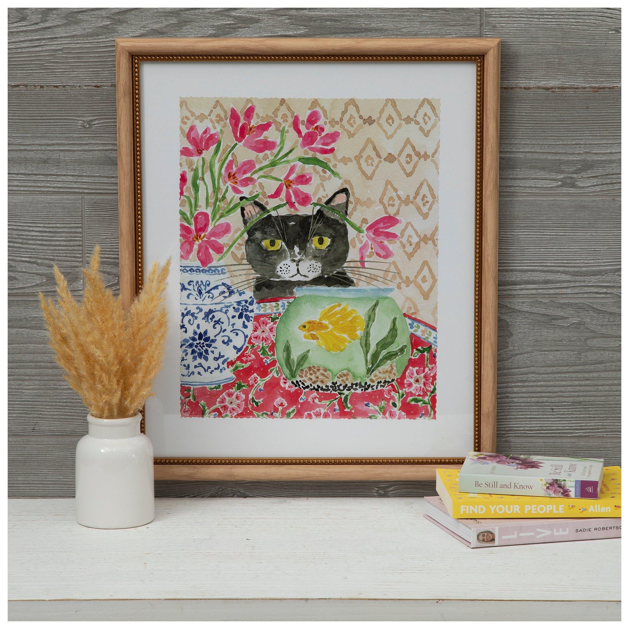 Sneaky Cat With Fish Framed Wall Decor | Hobby Lobby | 6279723