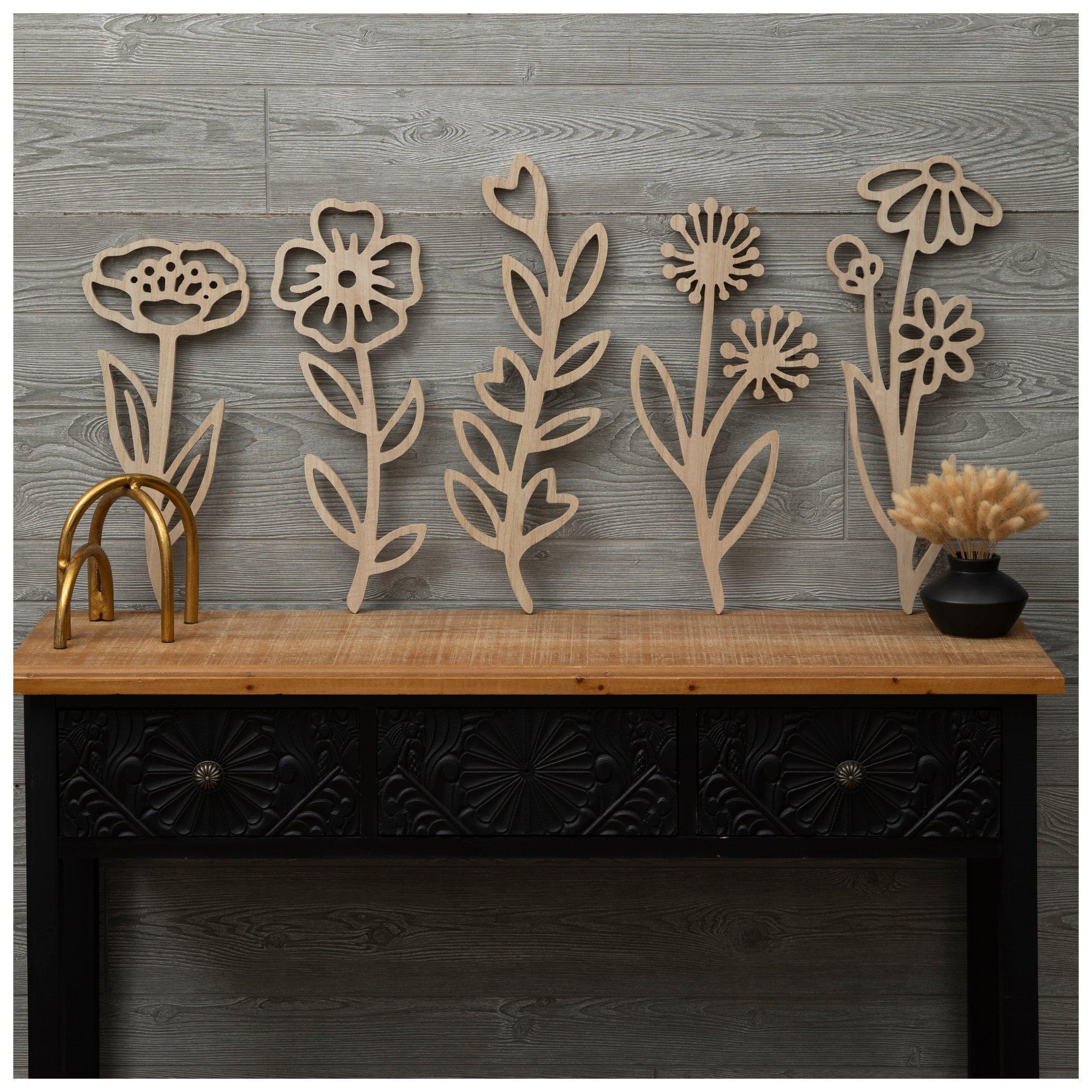Flower Wood Cutouts Wall Decor Set | Hobby Lobby | 6282933