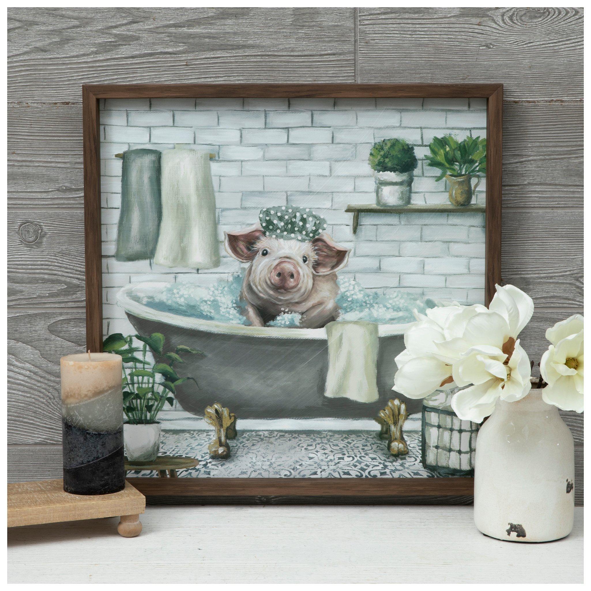 Pig In A Bathtub Wood Wall Decor | Hobby Lobby | 6293930