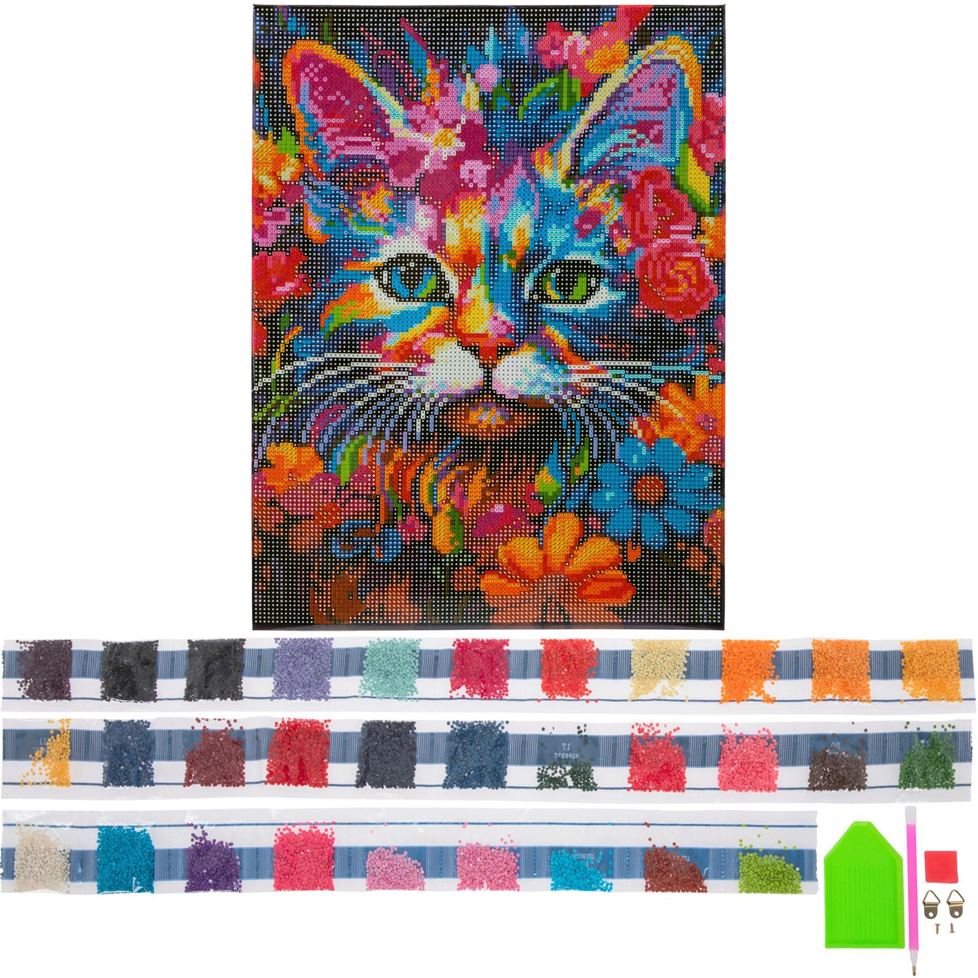 Cat With Flowers Diamond Art Kit | Hobby Lobby | 6298327