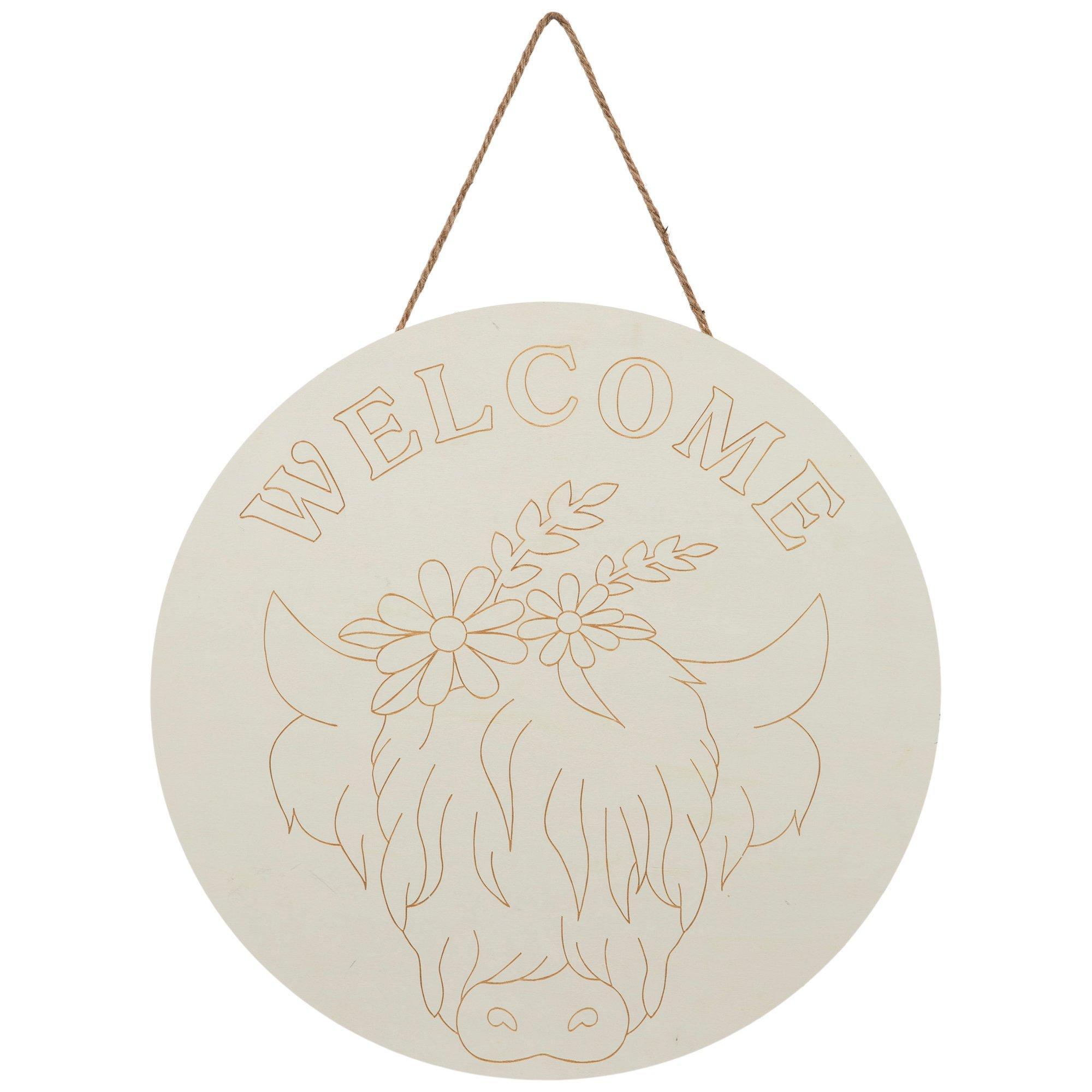Welcome Highland Cow Wood Wall Decor | Hobby Lobby | 6303481