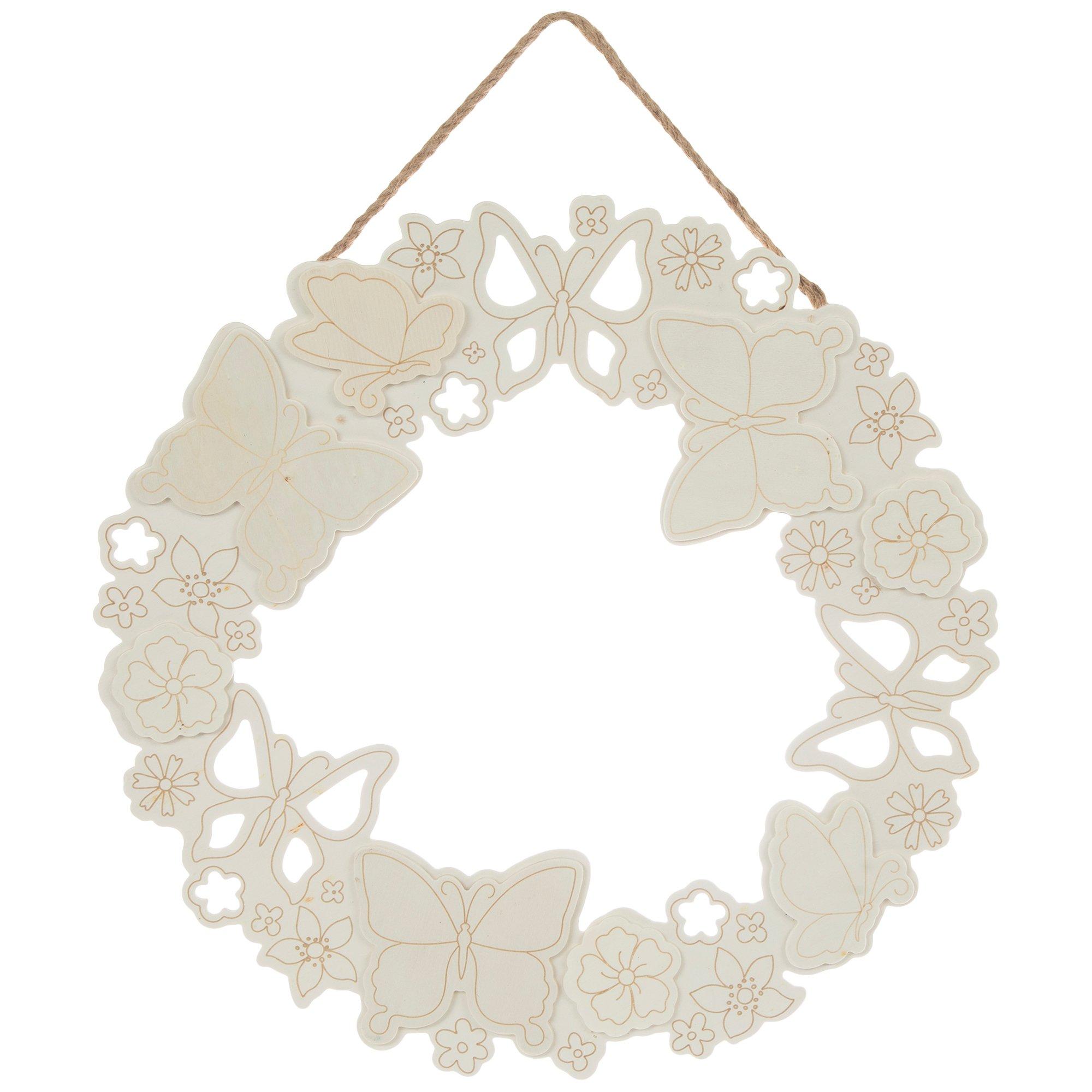 Butterflies & Flowers Wreath Wood Wall Decor | Hobby Lobby | 6303499