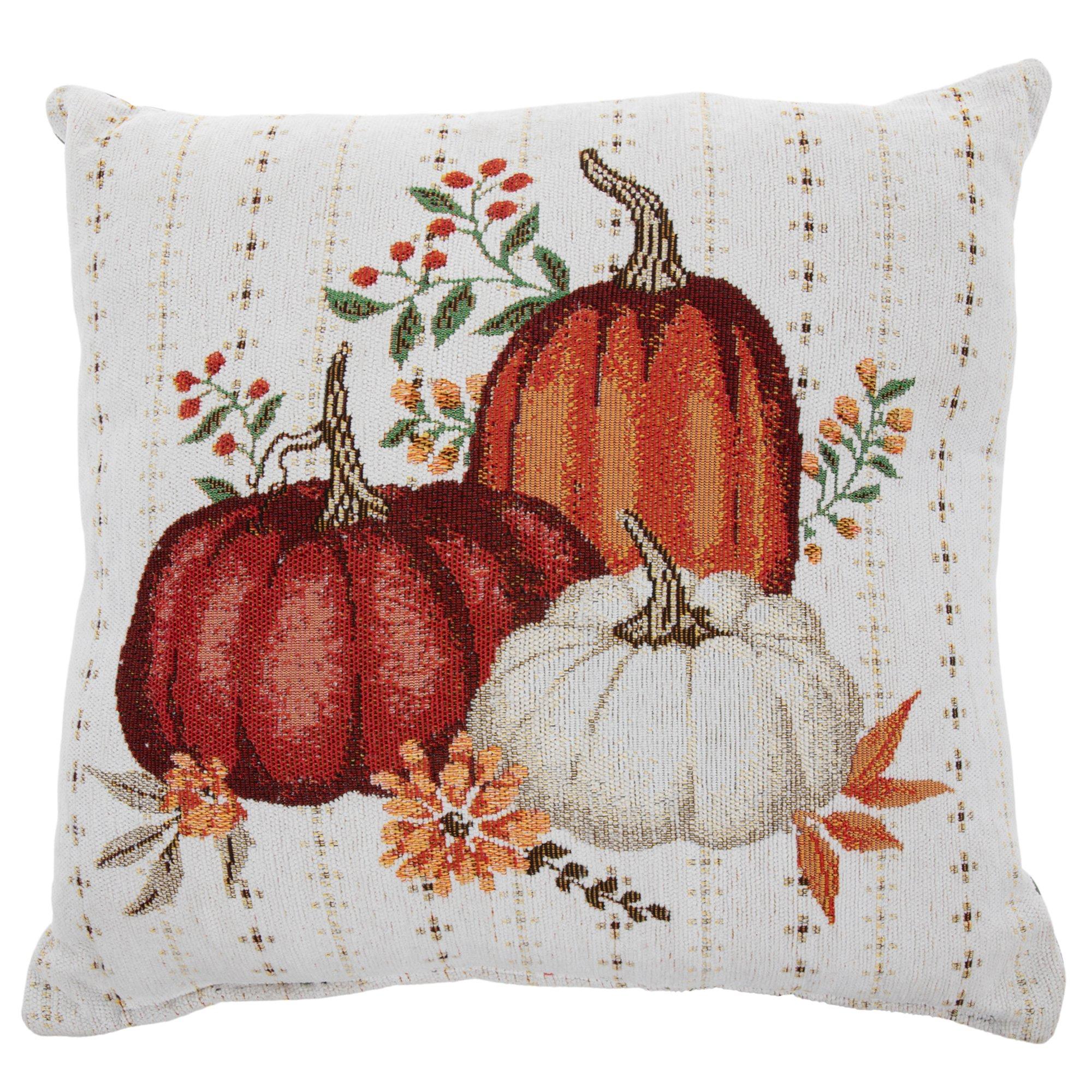 Flowers & Pumpkins Tapestry Pillow | Hobby Lobby | 6320634