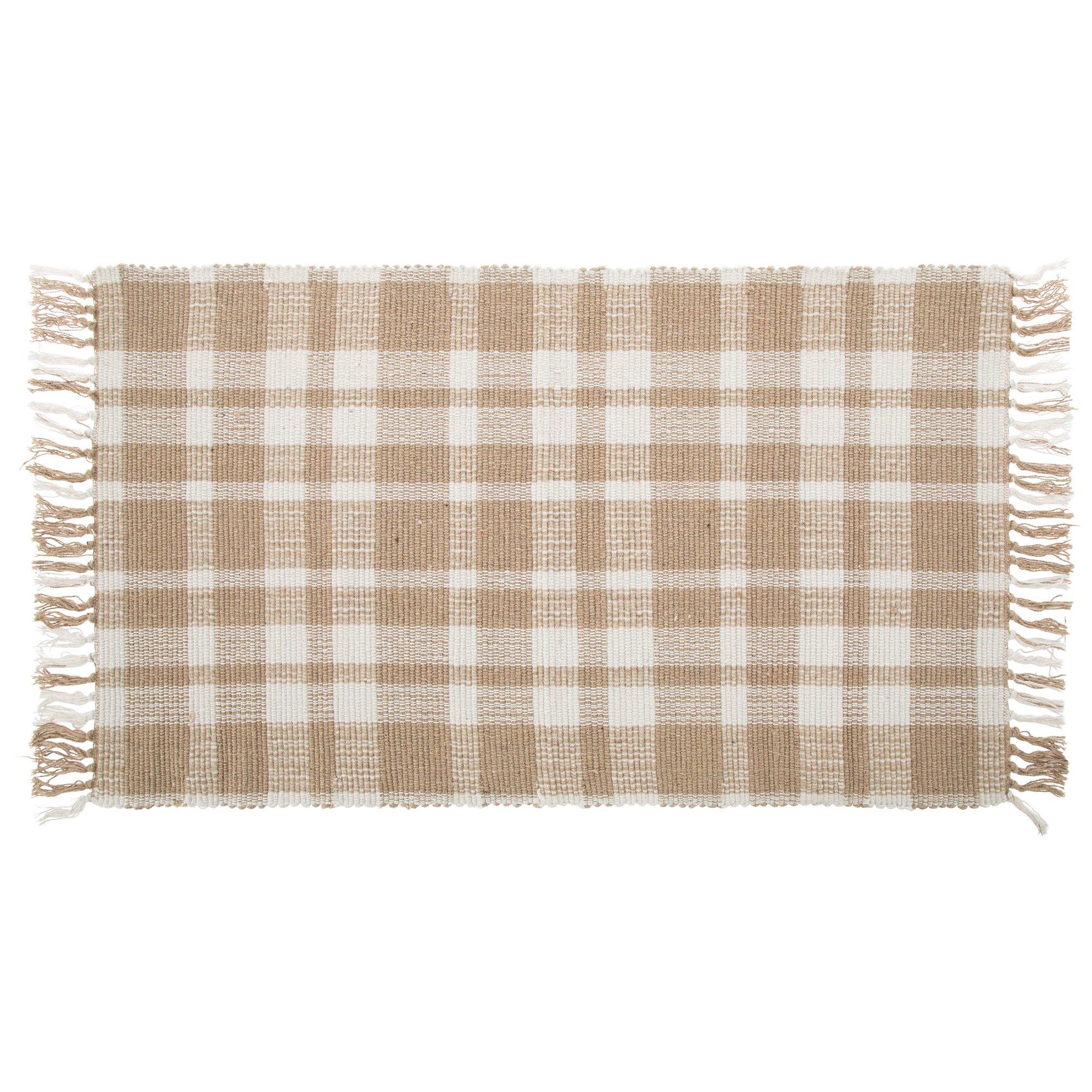 Taupe Plaid Fringe Rug | Hobby Lobby | 6323000