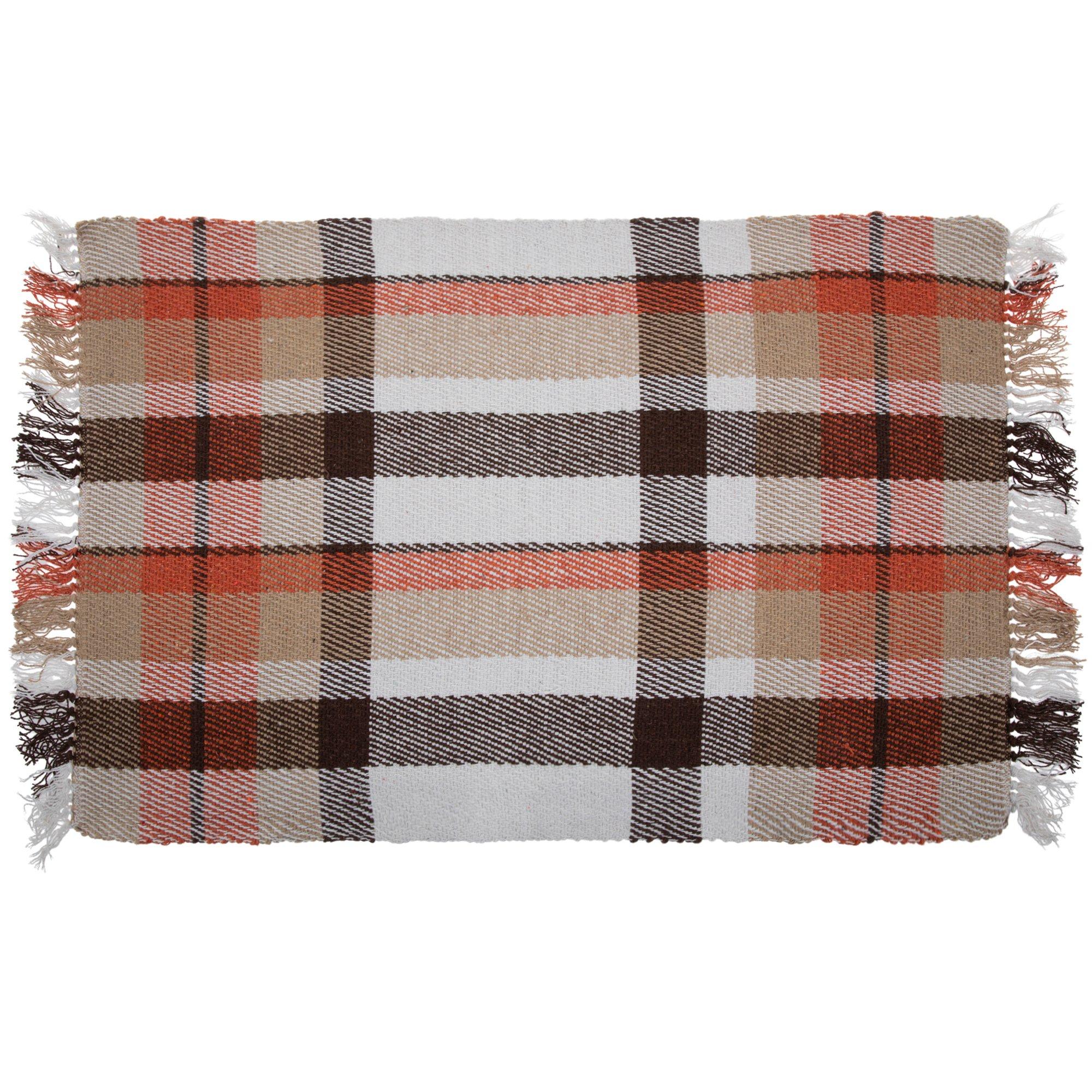 Orange, White & Brown Plaid Scatter Rug | Hobby Lobby | 6323026