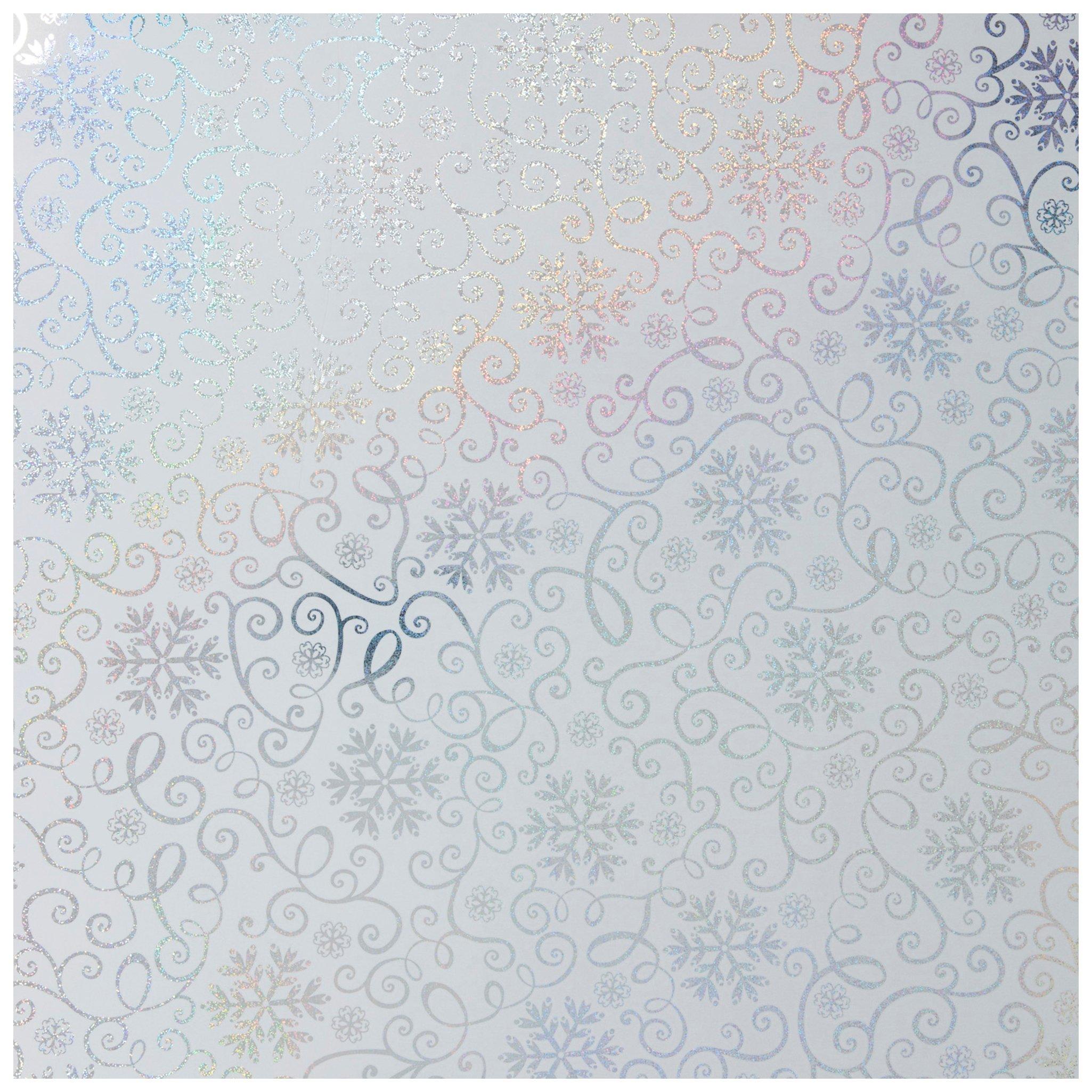 Holographic Silver Snowflakes & Swirls Wrapping Paper | Hobby Lobby ...