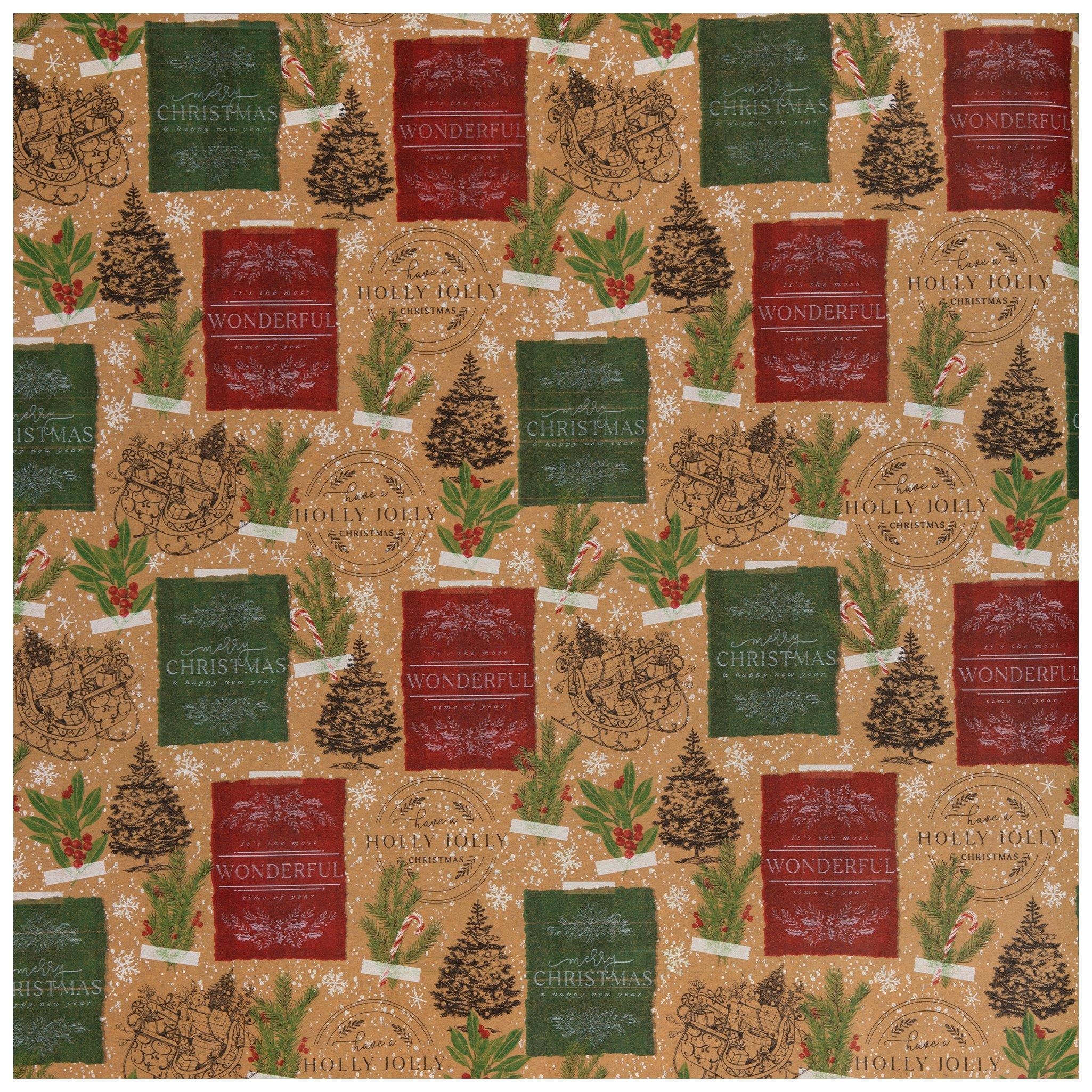 Christmas Greetings Kraft Wrapping Paper | Hobby Lobby | 6328629