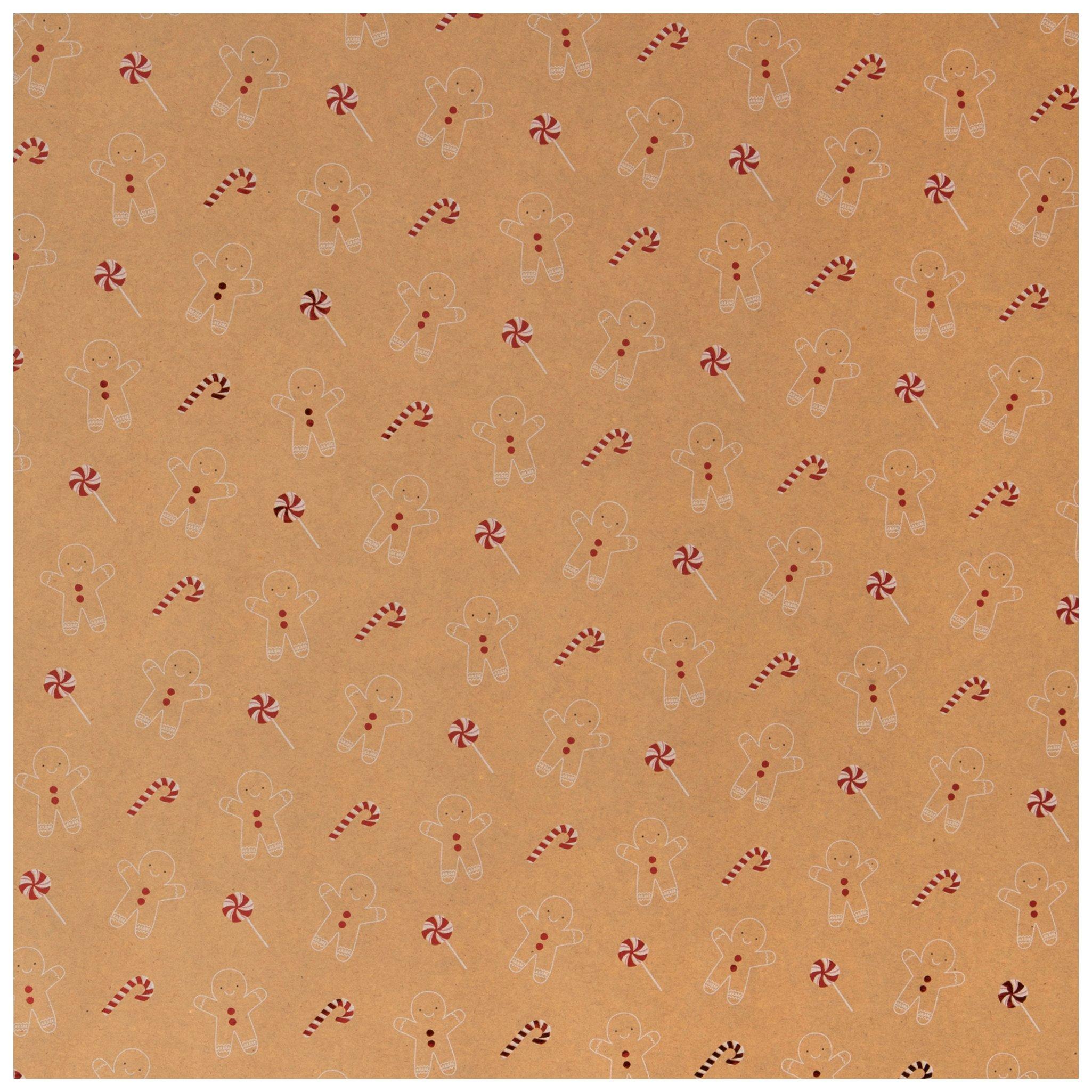 Gingerbread Men & Peppermints Kraft Wrapping Paper | Hobby Lobby | 6328777