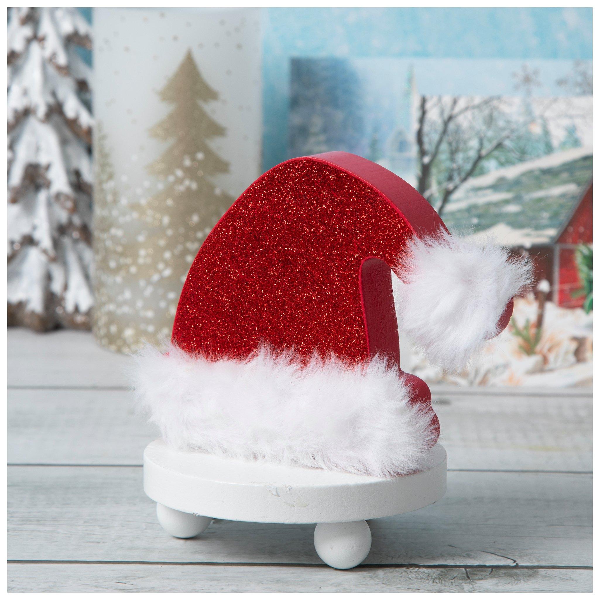 Red Glitter Wood Santa Hat | Hobby Lobby | 6338784