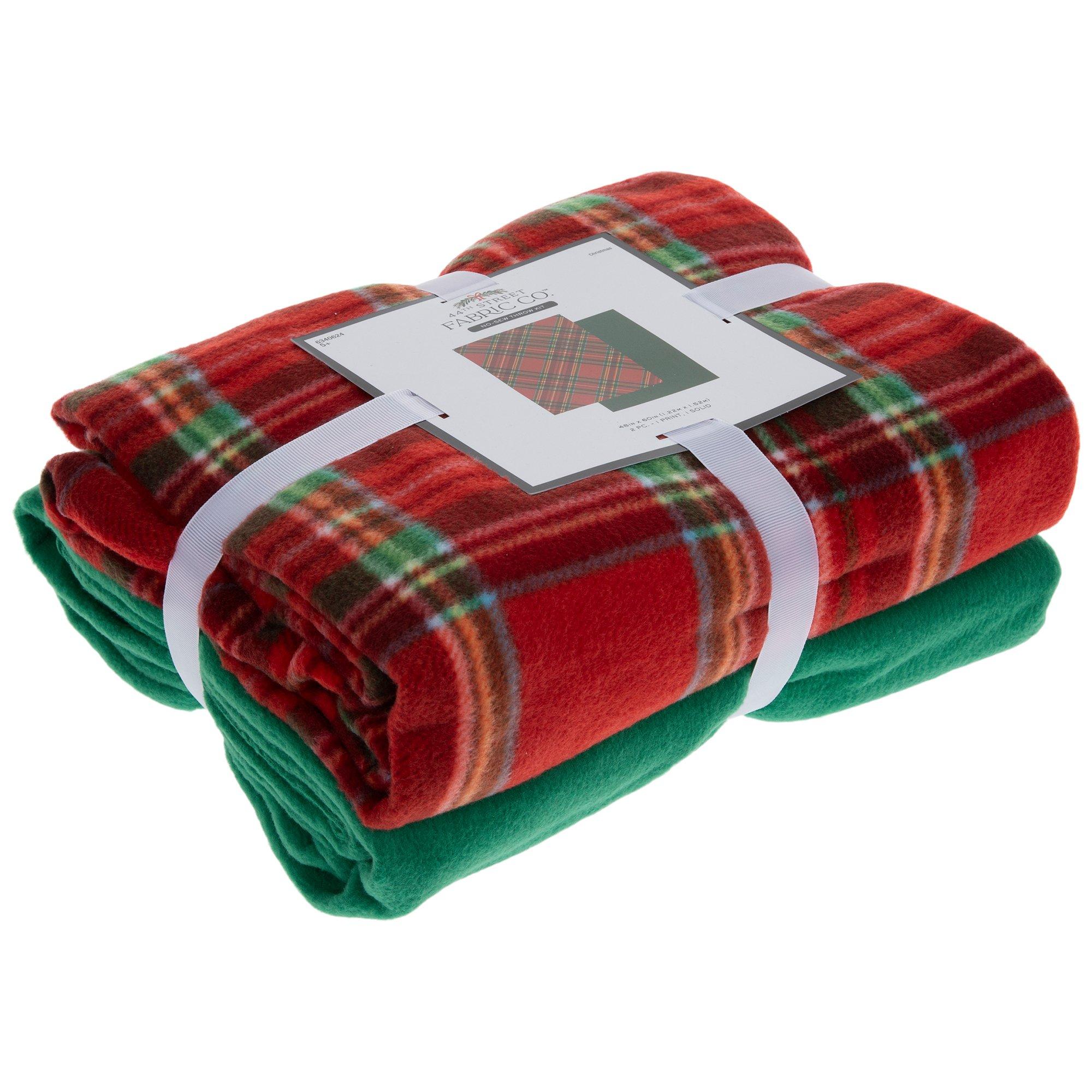 Holiday Plaid No-Sew Throw Blanket Kit | Hobby Lobby | 6340624