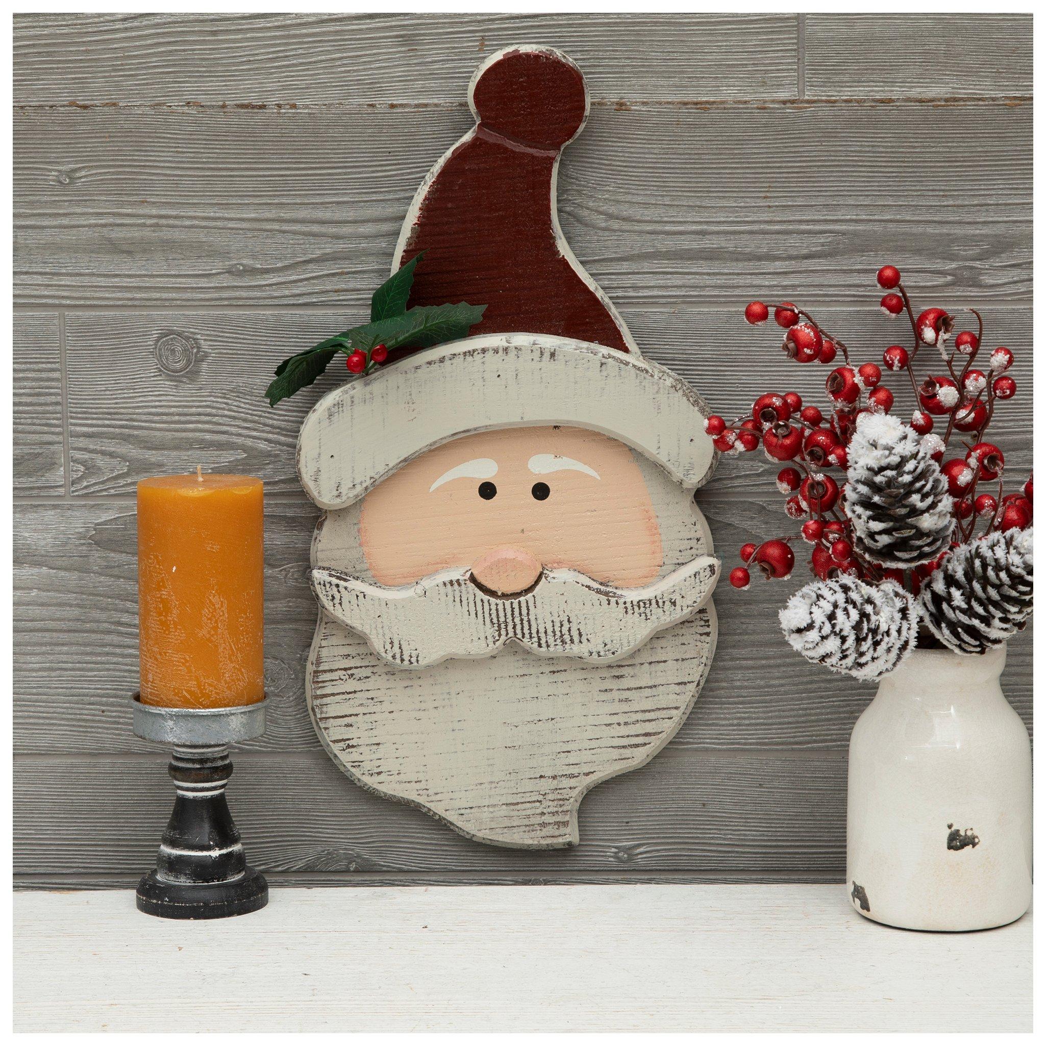 Rustic Santa Chunky Wood Wall Decor | Hobby Lobby | 6352041