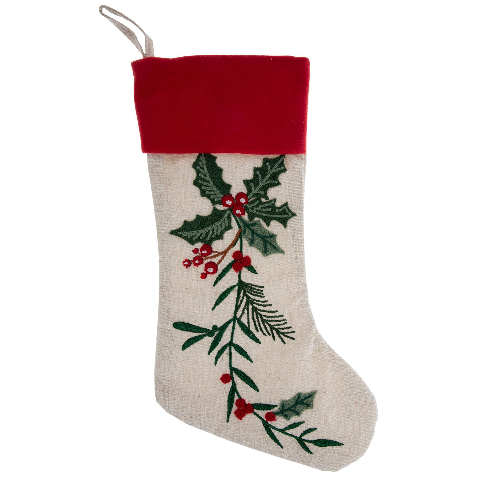 Embroidered Holly Stocking | Hobby Lobby | 6352173