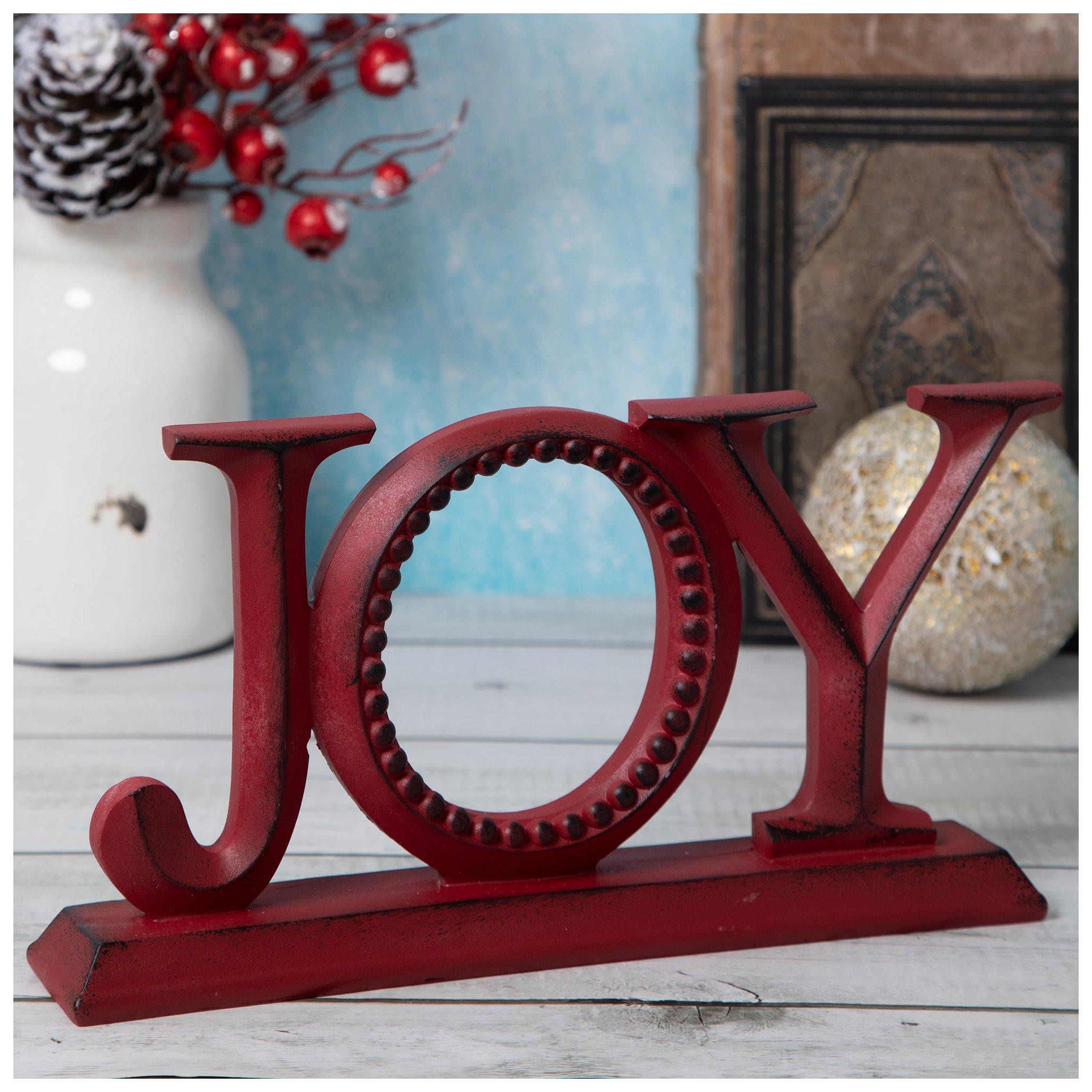 Red Destressed Joy Decor | Hobby Lobby | 6353916