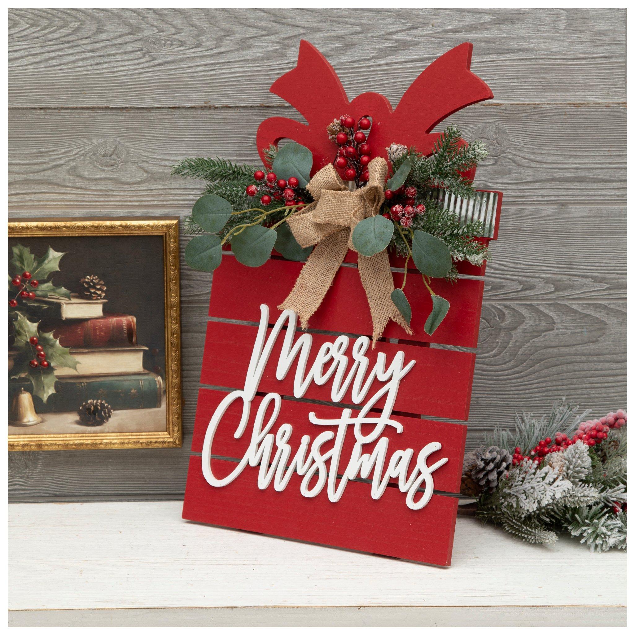 Merry Christmas Gift Box Slatted Wood Decor | Hobby Lobby | 6356067