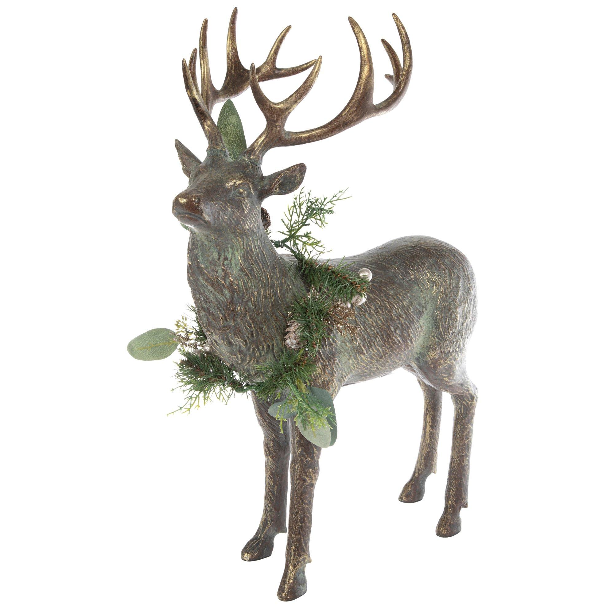Reindeer With Greenery Wreath Statue | Hobby Lobby | 6356216