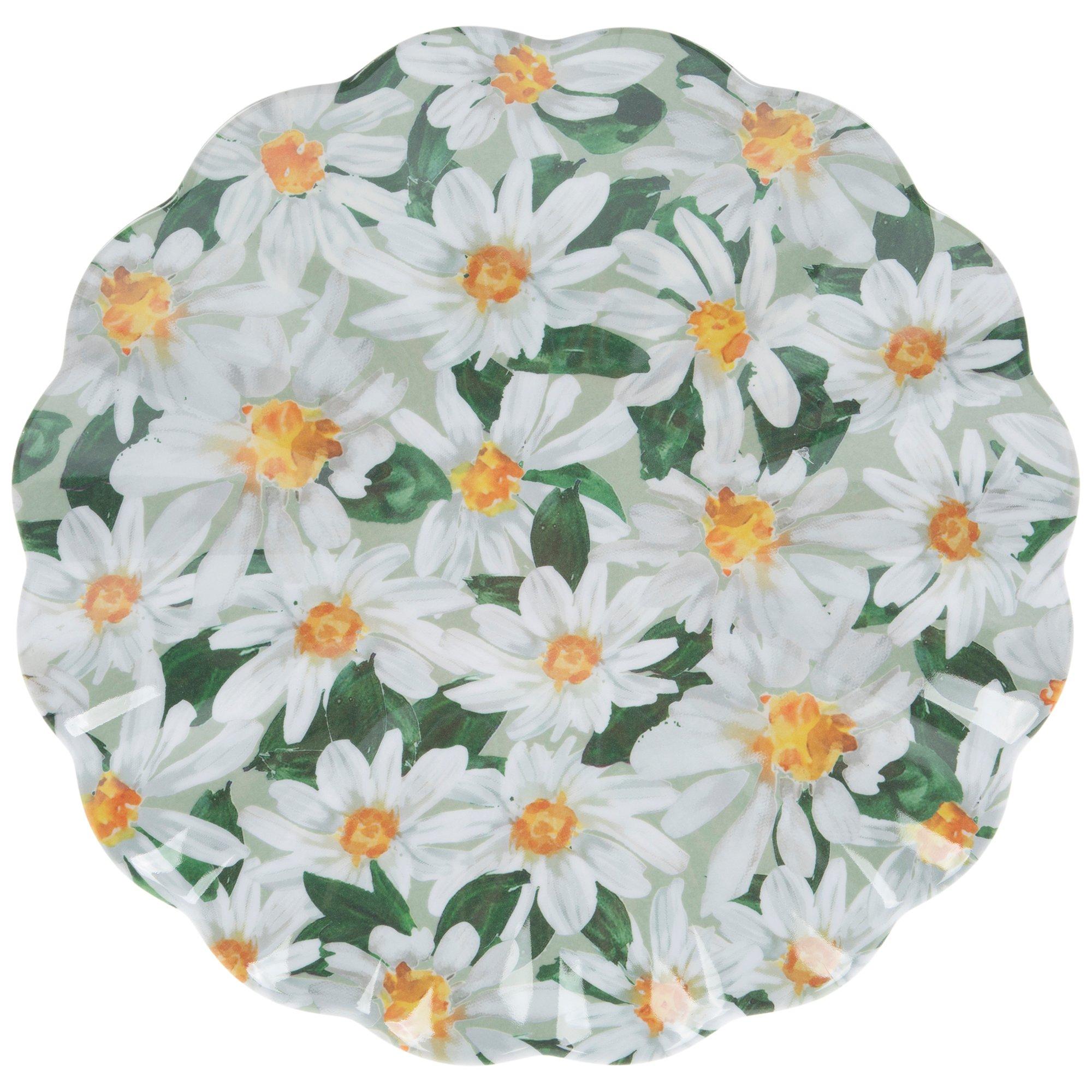 Green & White Daisies Scalloped Salad Plates | Hobby Lobby | 6384309
