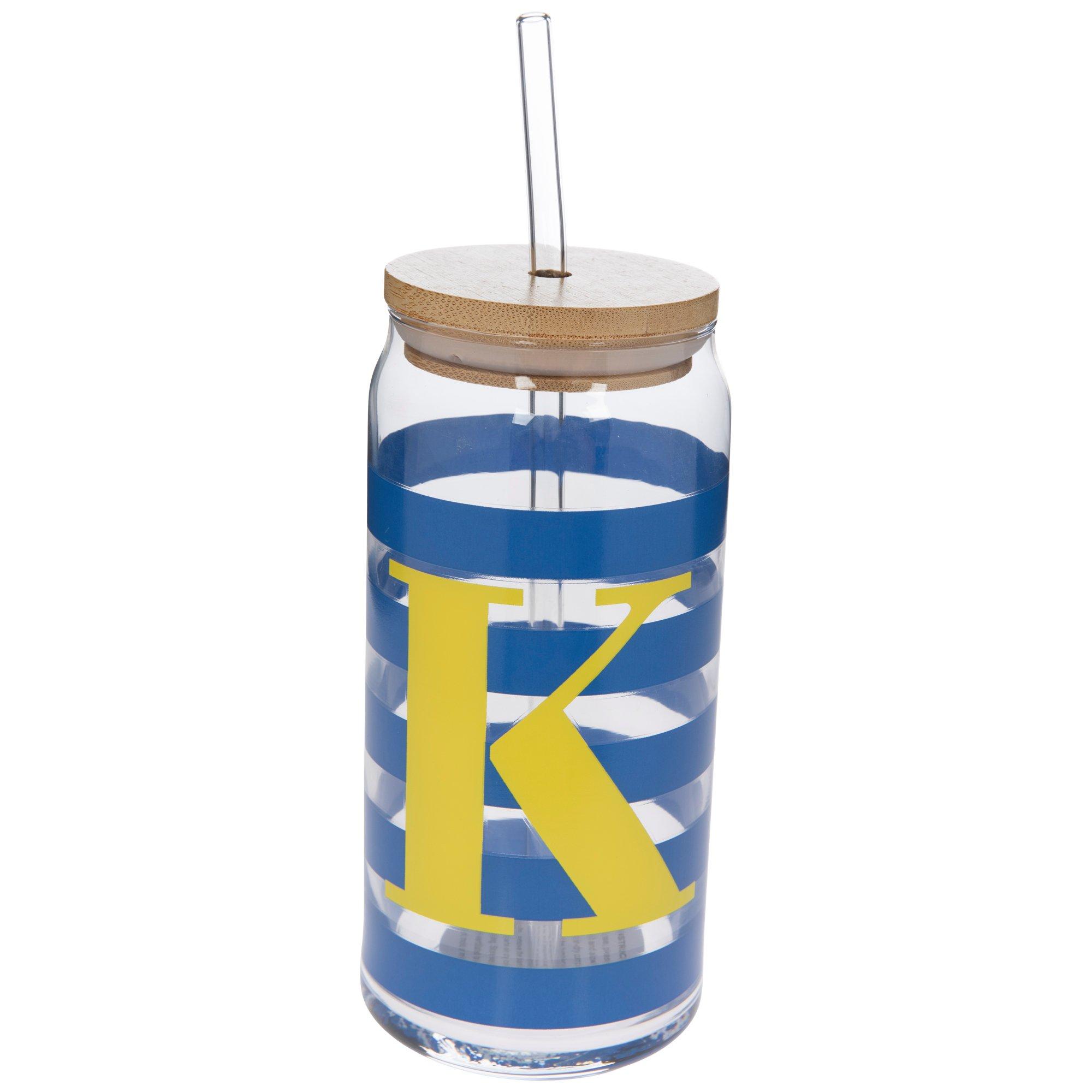 Striped & Monogramed Glass With Straw | Hobby Lobby | 6386064
