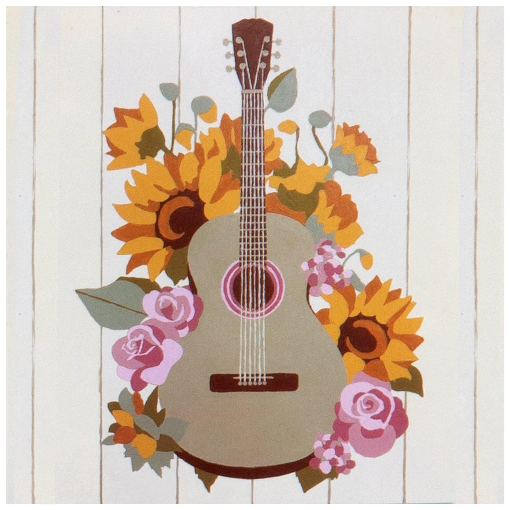 Floral Guitar Wood Paint By Numbers Kit | Hobby Lobby | 6395040
