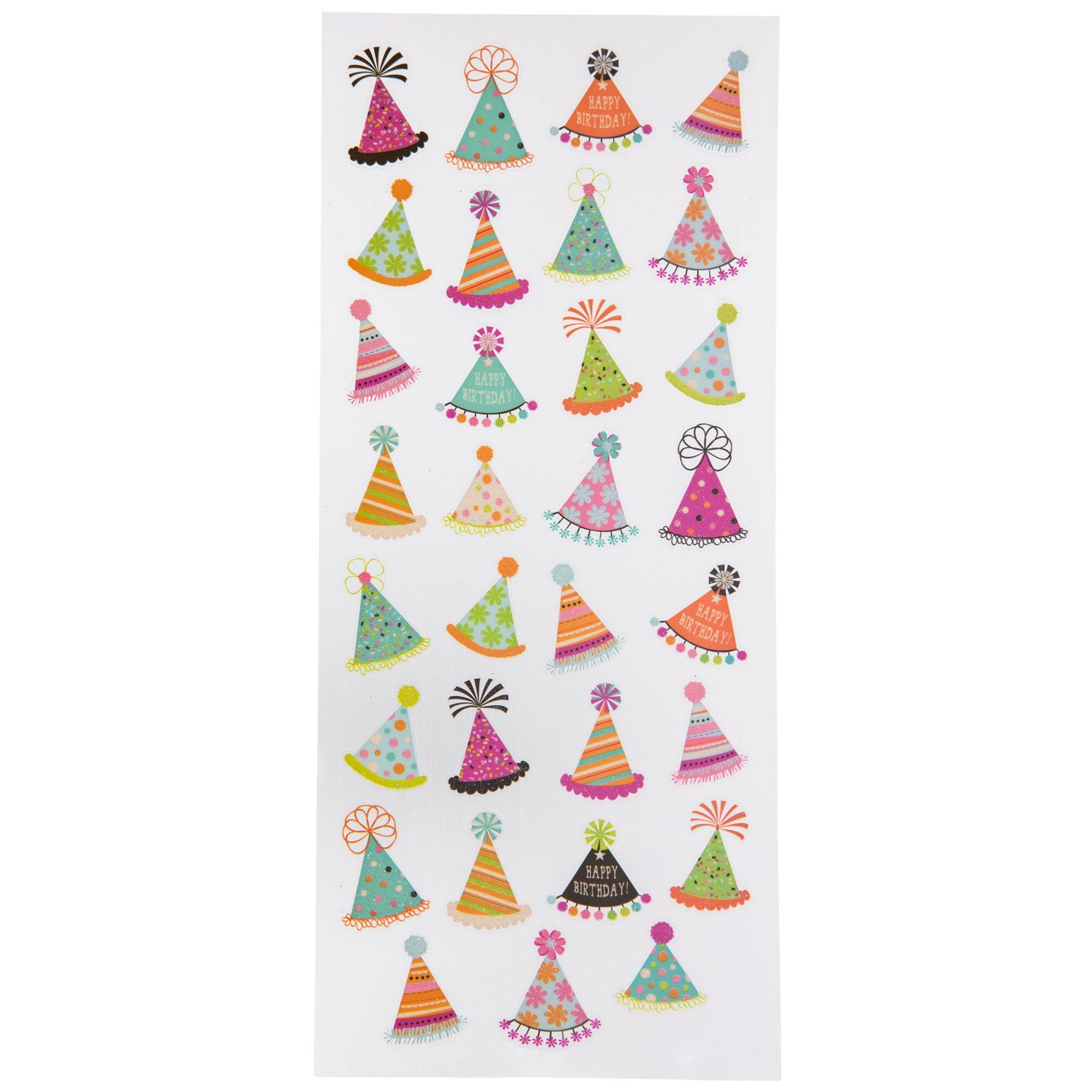 Birthday Hat Glitter Stickers | Hobby Lobby | 679118