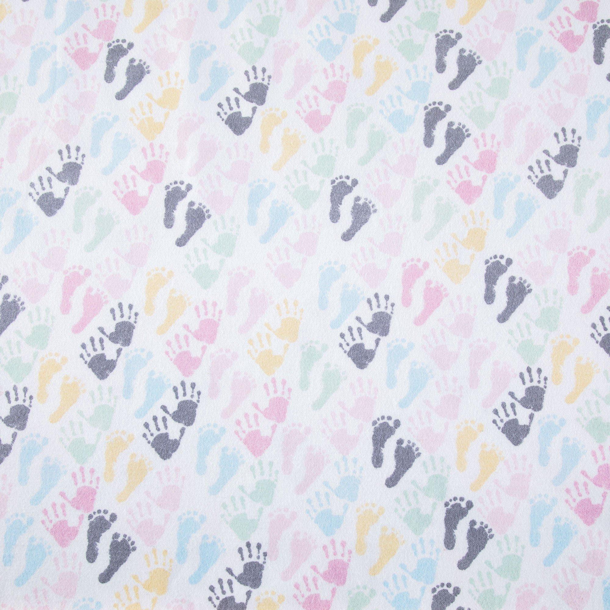 Pastel Handprints & Footprints Flannel Fabric | Hobby Lobby | 764985