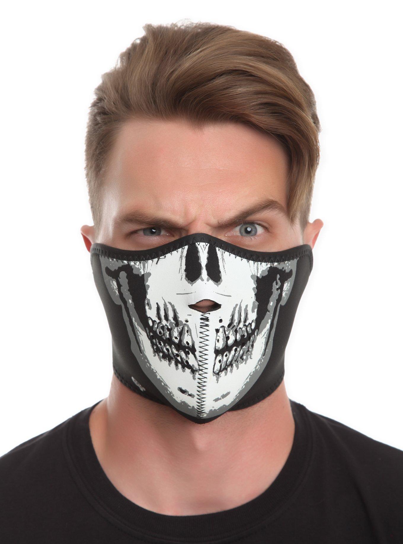 Skull Glow-In-The-Dark Neoprene Half Face Mask | Hot Topic