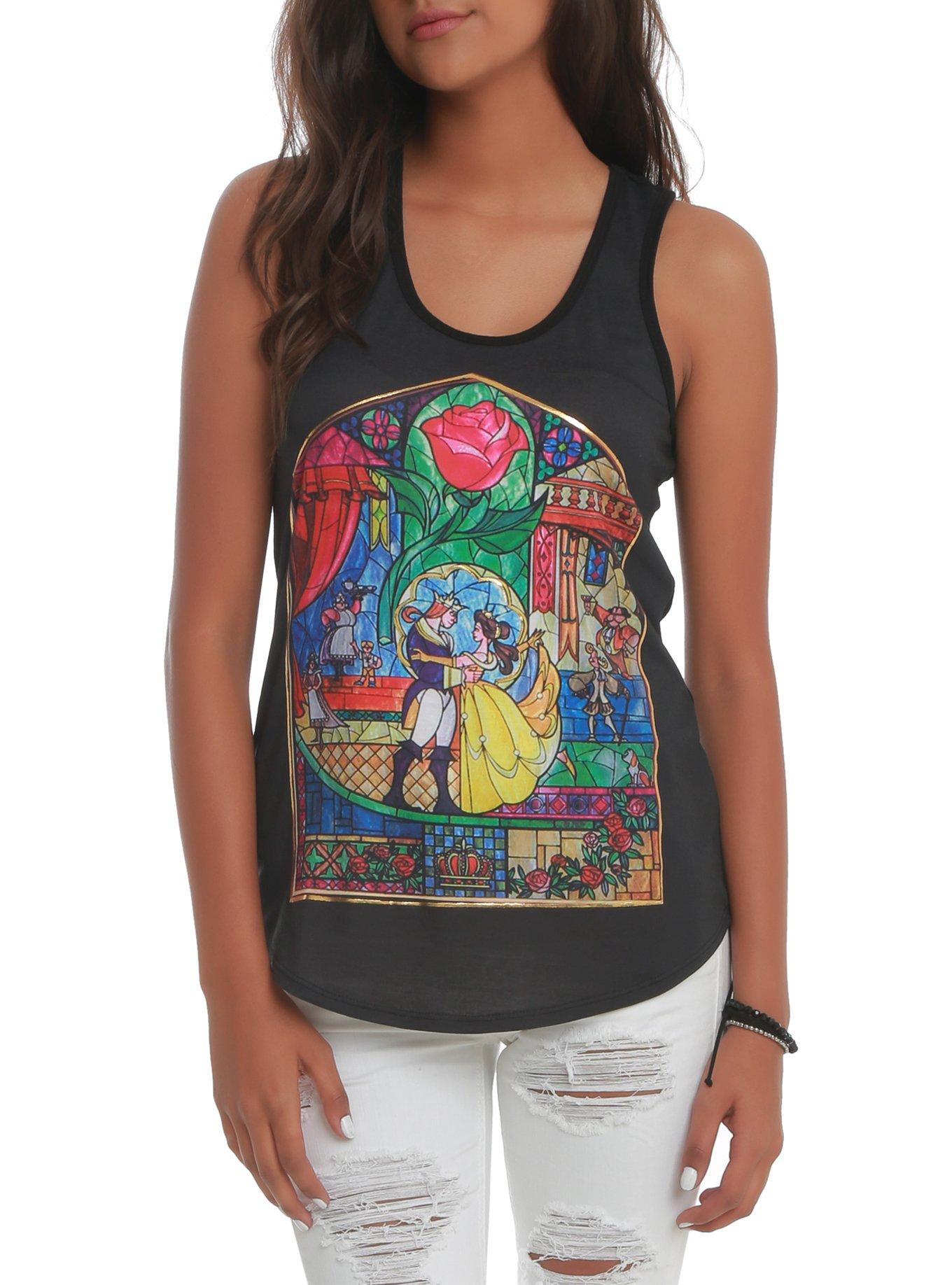 Disney Beauty And The Beast Stained Glass Girls Tank Top | Hot Topic