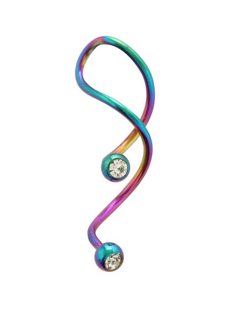 14G Steel CZ Anodized DNA Spiral Navel Barbell | Hot Topic
