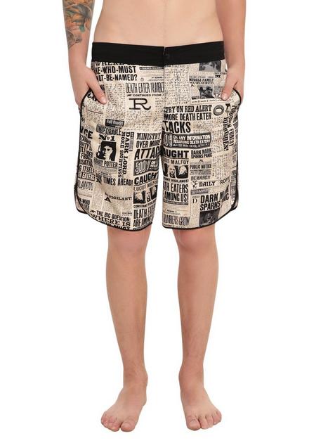 Harry Potter Daily Prophet Swim Trunks | Hot Topic
