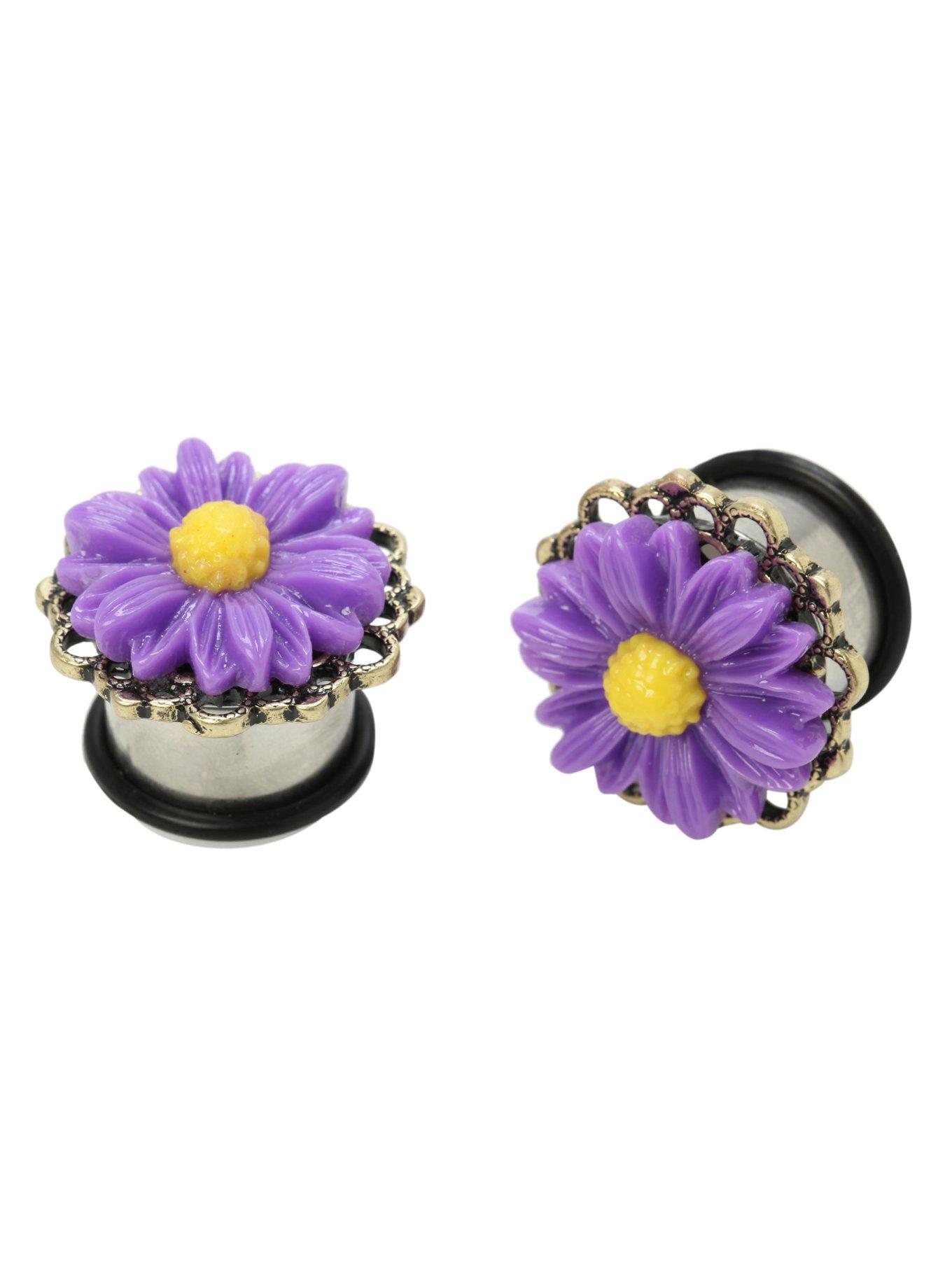 Steel Purple Daisy Plug 2 Pack | Hot Topic