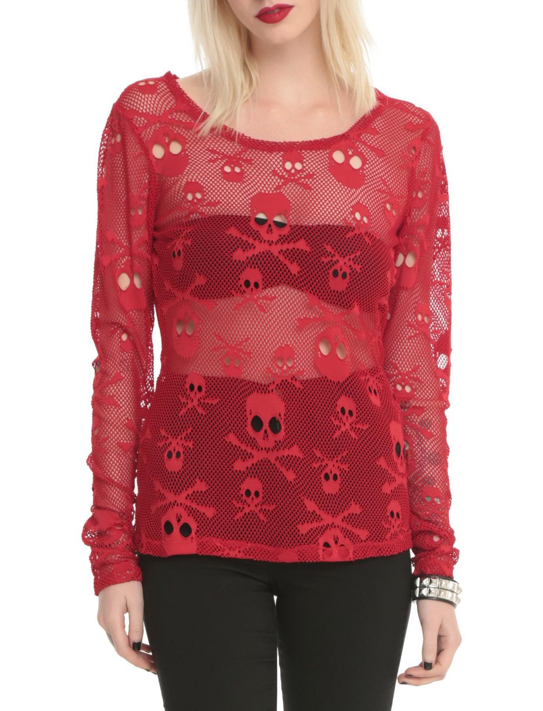 Royal Bones Red Skull Mesh Top | Hot Topic Royal Bones Red Skull Mesh Top | Hot Topic