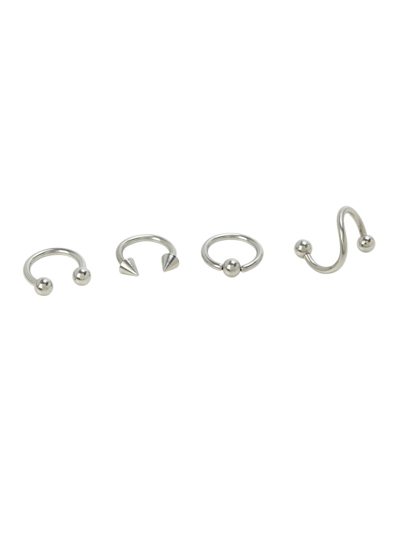 Steel Captive Hoop And Circular Barbell 4 Pack | Hot Topic